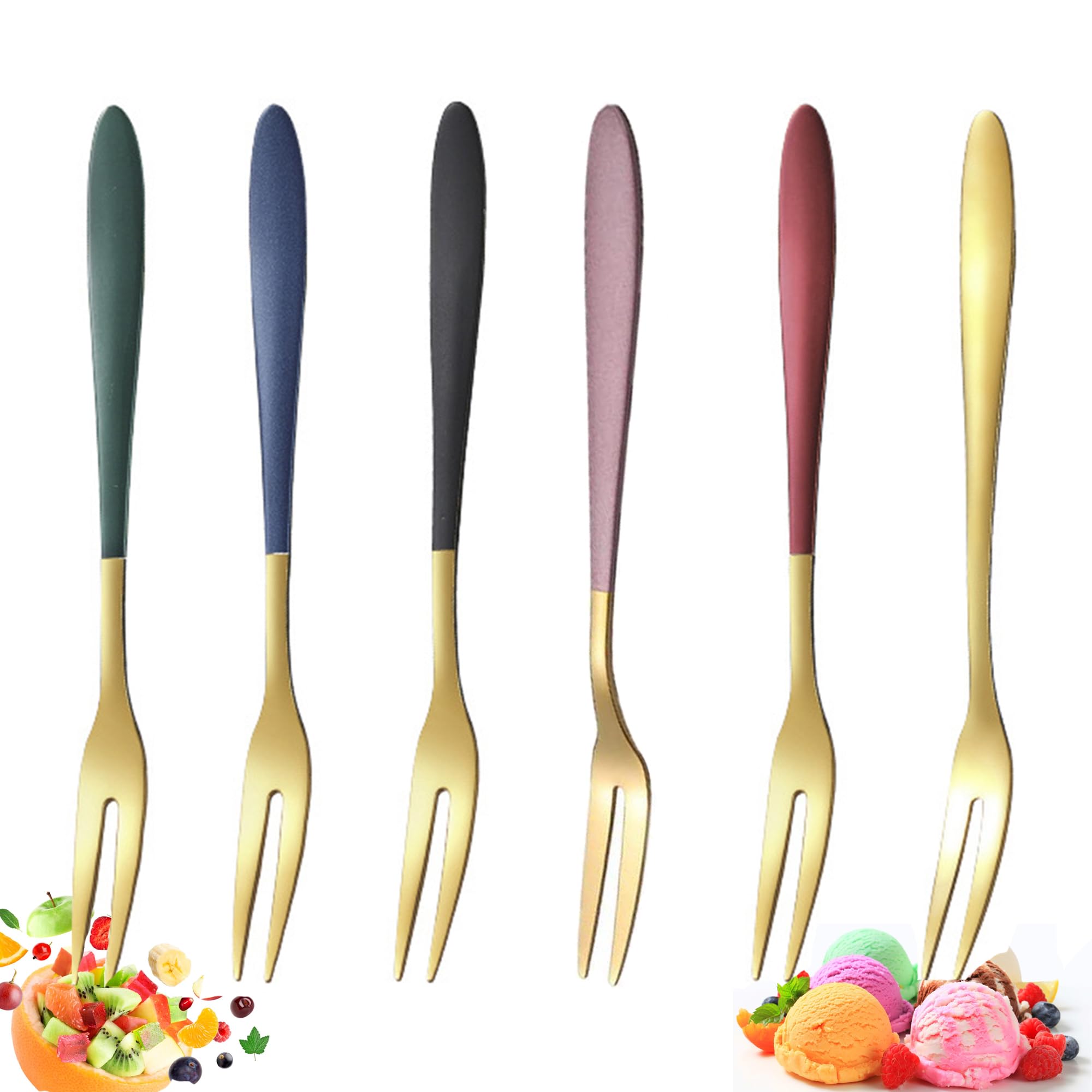 YUEMING 6Pcs Fruit Forks, Dessert Forks, Stainless Steel Cake Forks ...