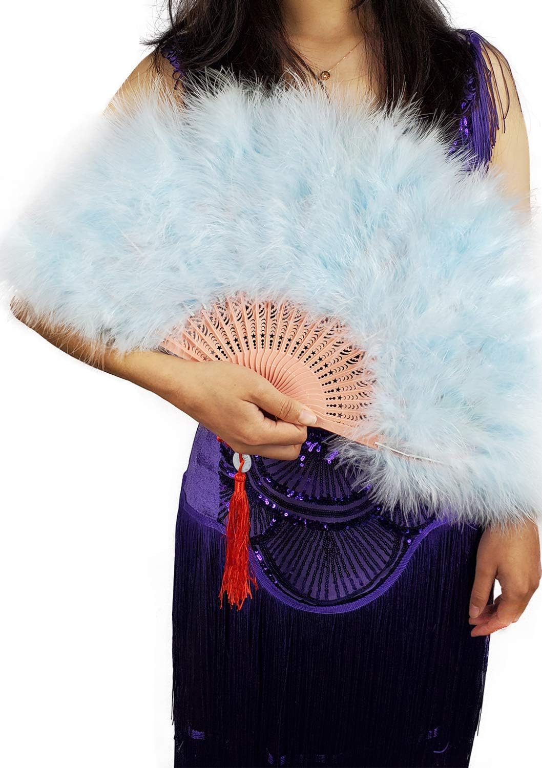 Amazon.com: Happy Feather Handheld Marabou Feather Fan, 1920s Vintage ...