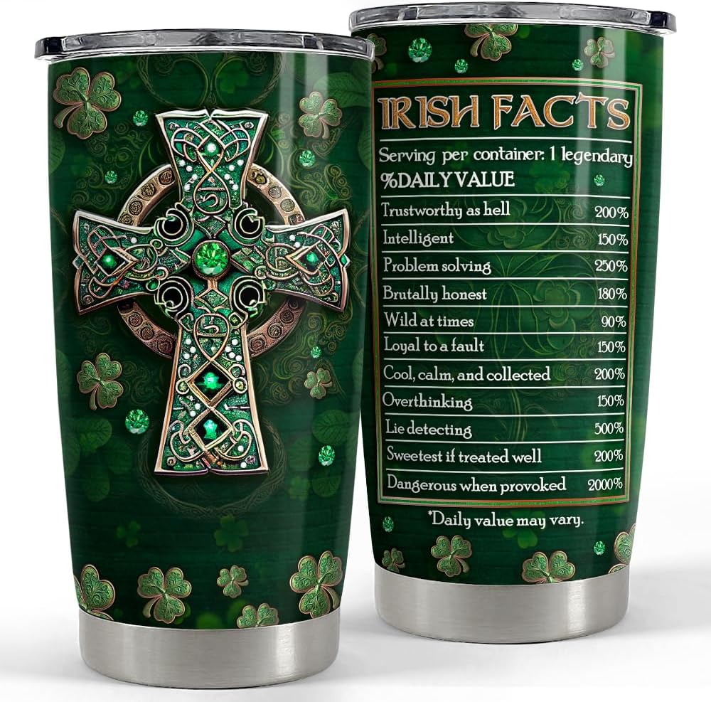 Amazon.com | Noxulie Irish Gift Tumbler 20oz - Irish Nutrition Facts ...