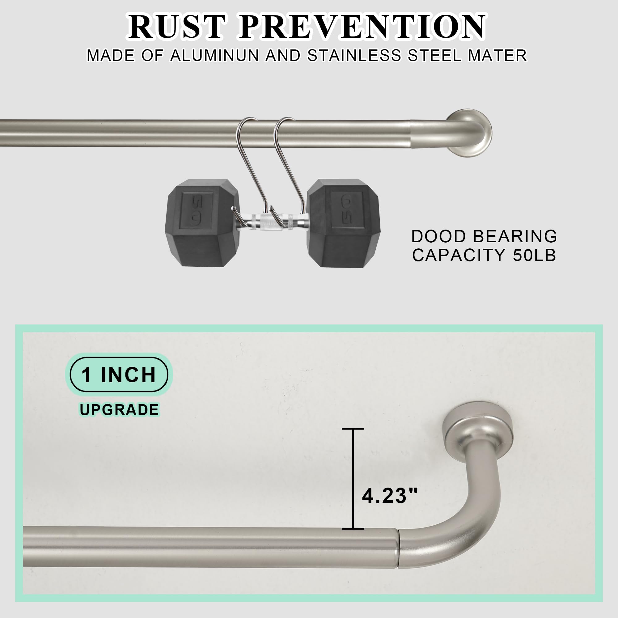 Snapklik.com : Lwiiom Brushed Nickel Curtain Rod For Windows 28-120 ...