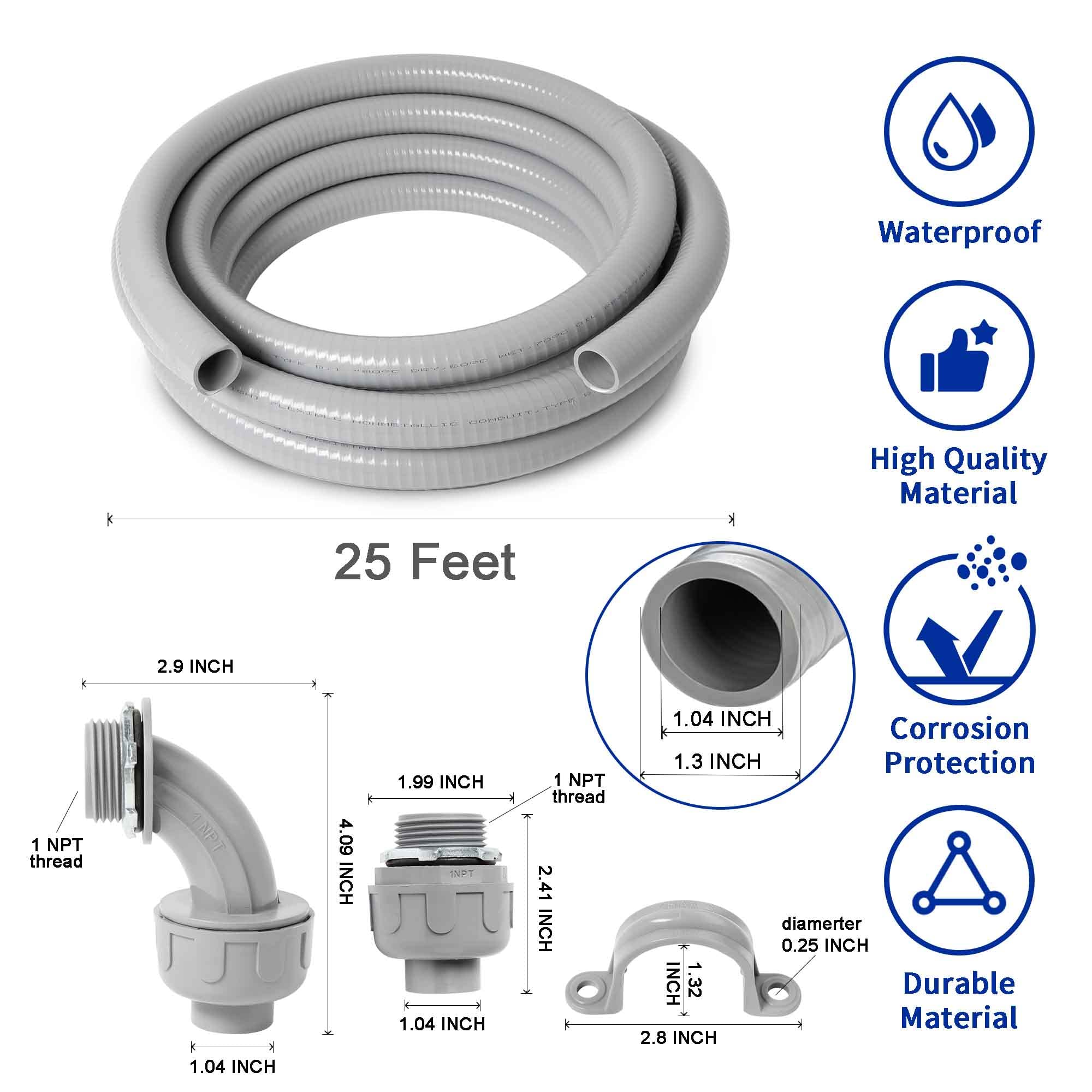 Snapklik.com : (1 Inch Dia 25 Feet) Yariwiz Flexible Electrical Conduit ...