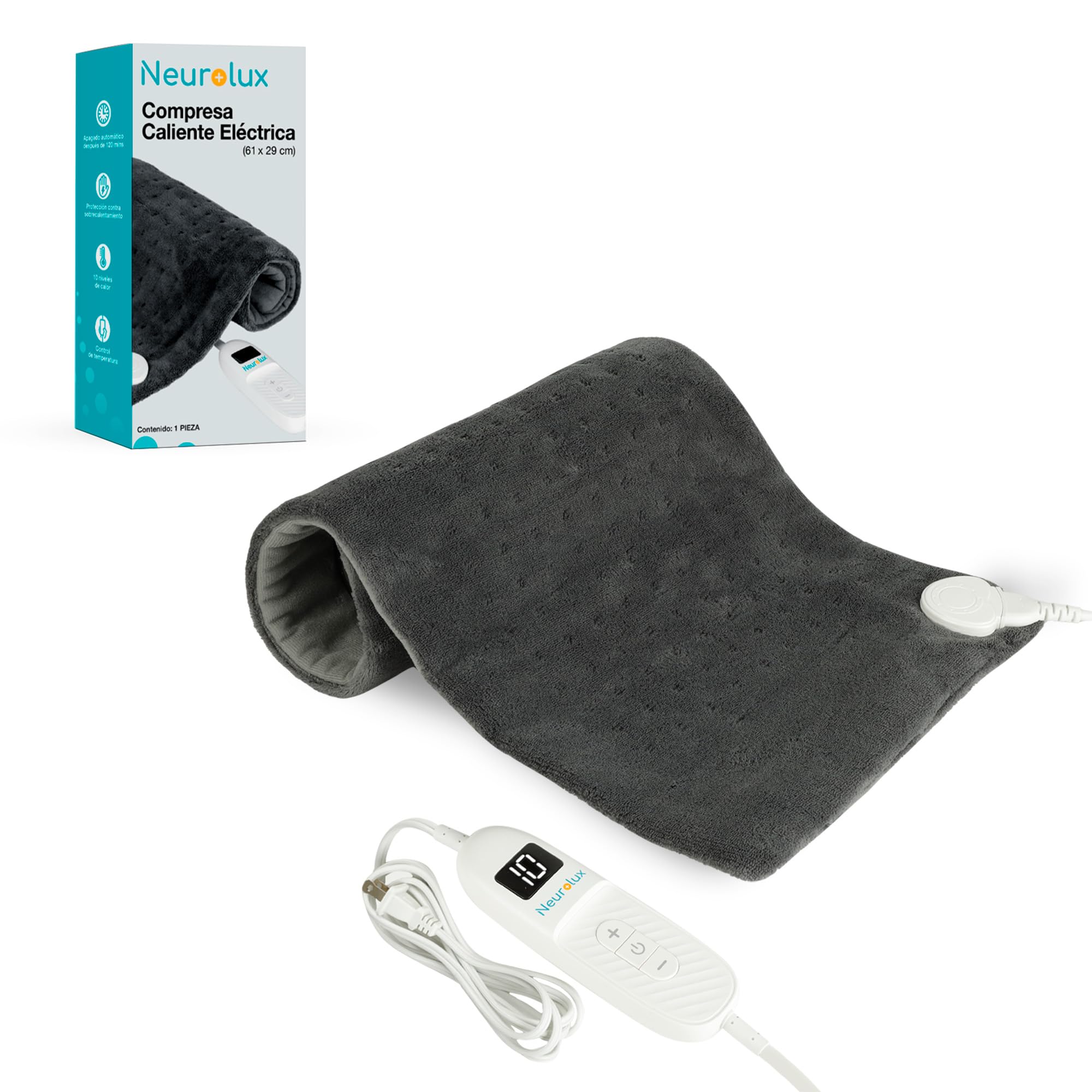 NEUROLUX Compresa Caliente Eléctrica de Microfibra Extra Grande ...
