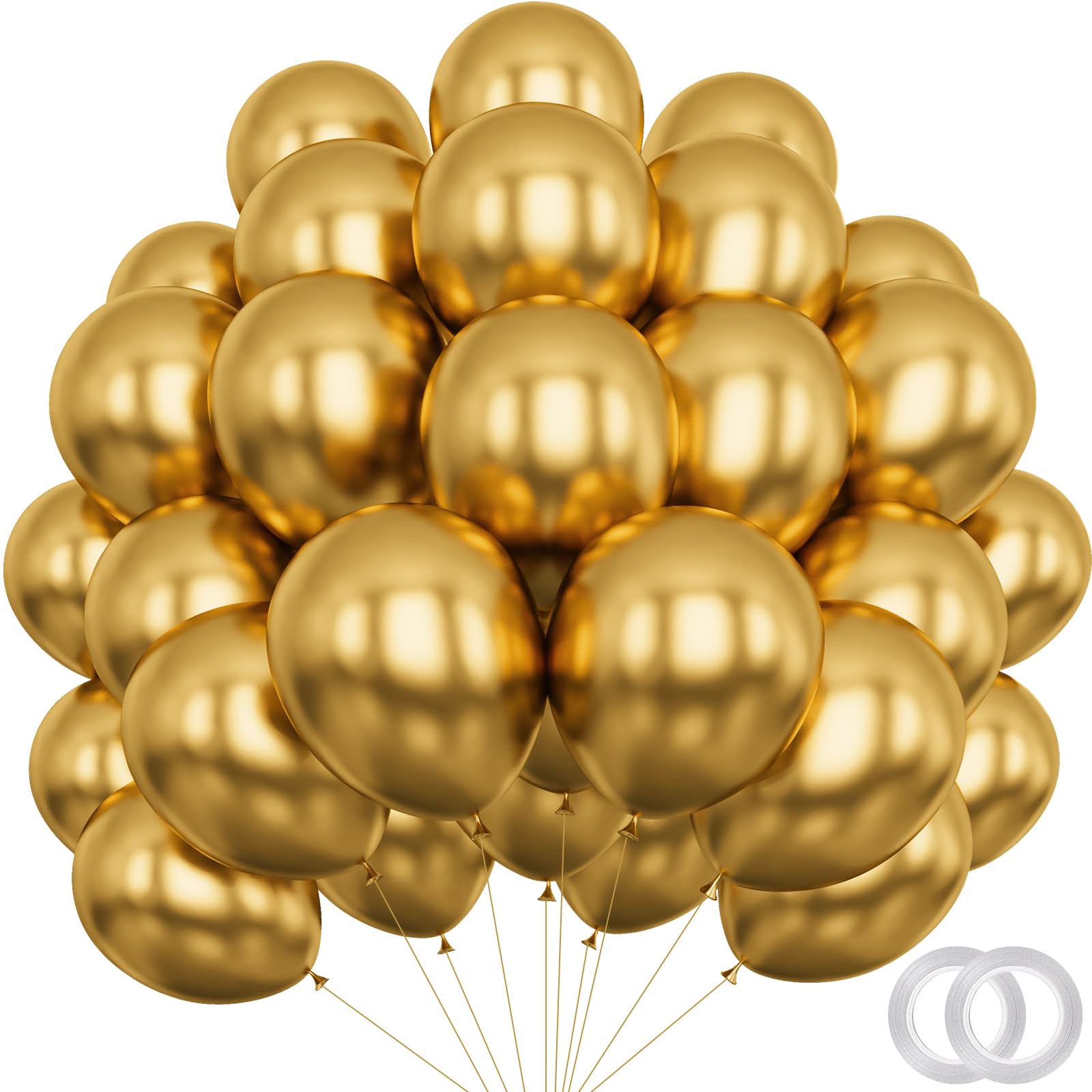 Metallic Gold Balloons 12 Inch 100pcs Latex Chrome Gold Balloons ...