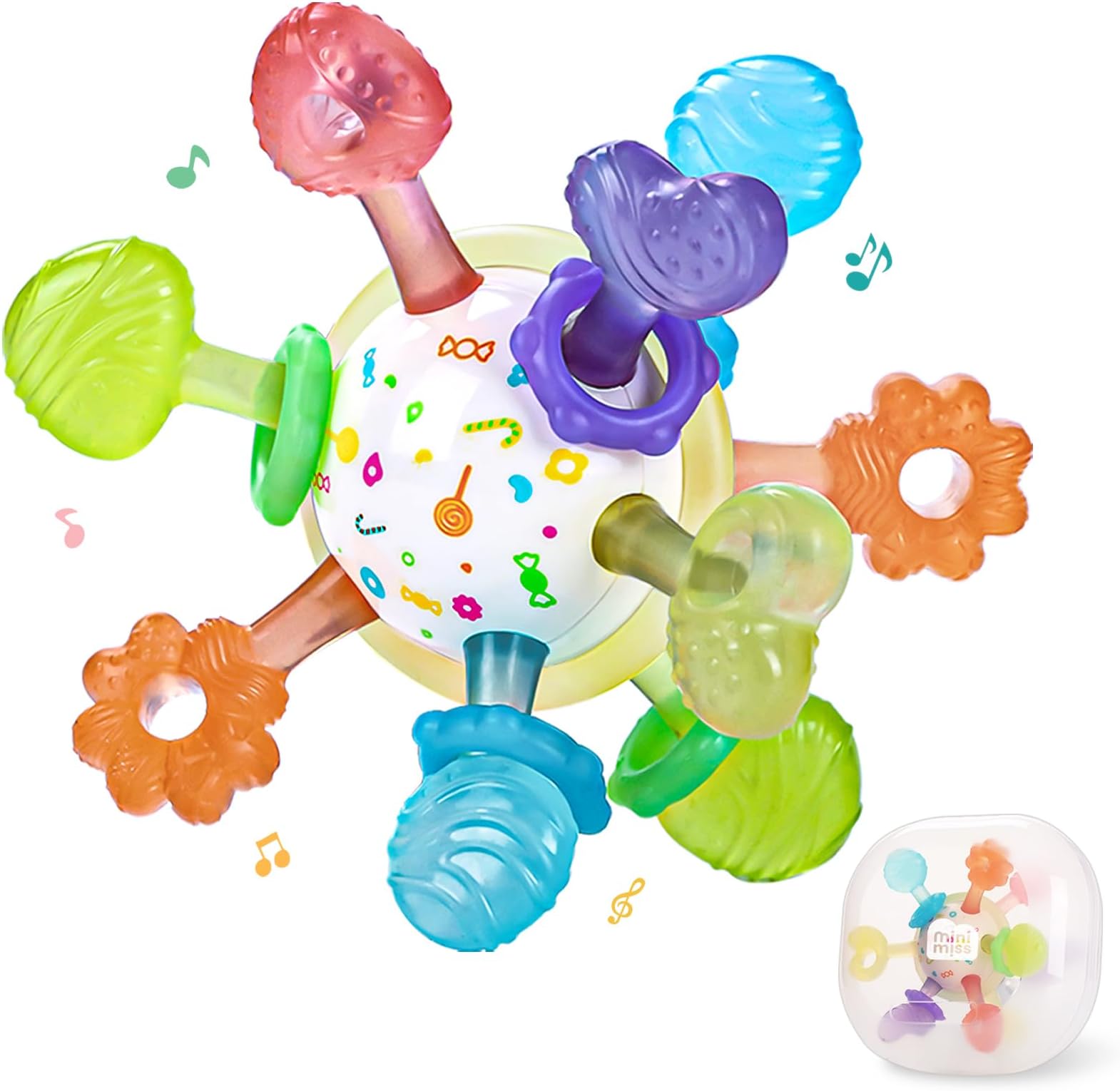 Amazon.com : Baby Teething Toys Multiple Sensory Teething Ball ...