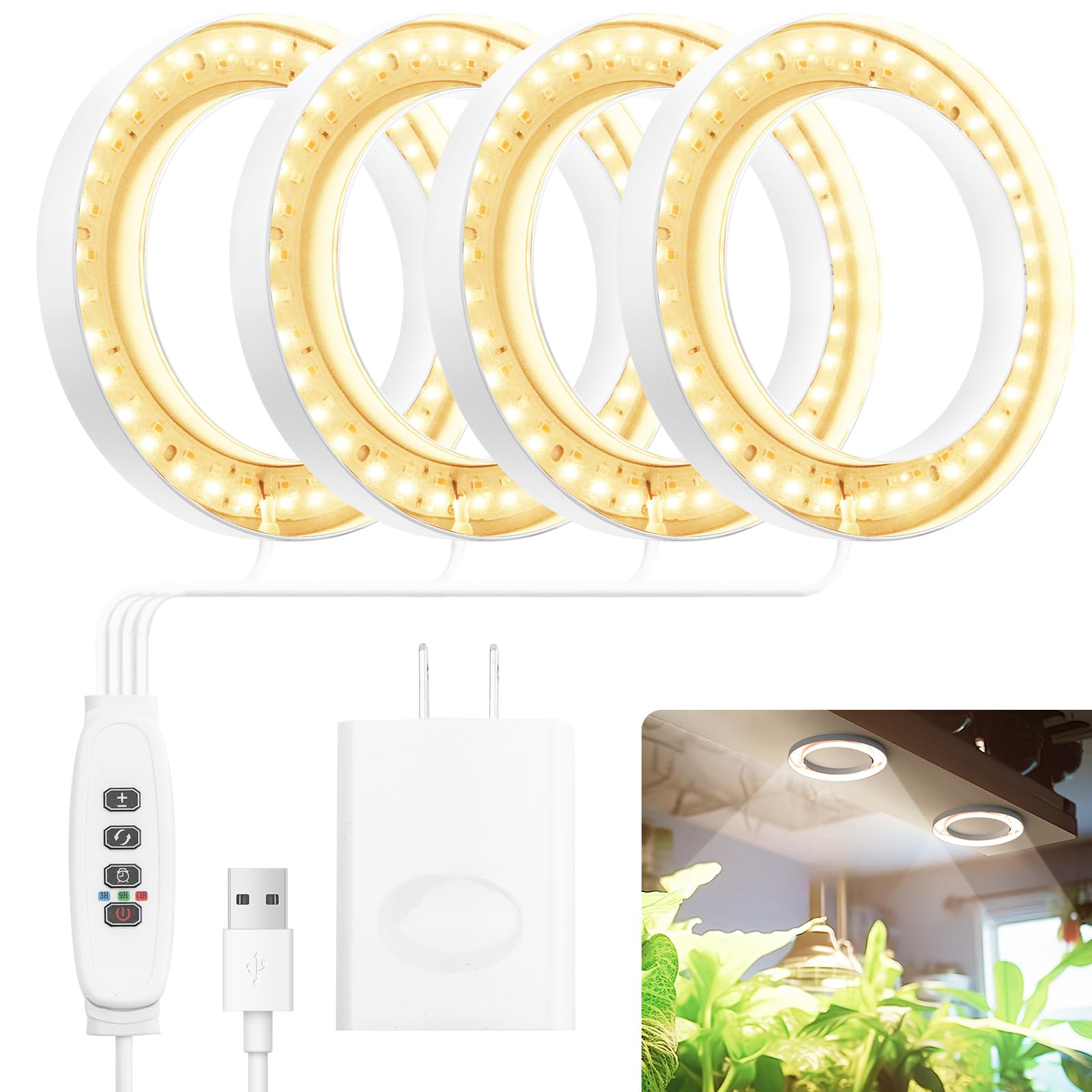 Amazon.com: Mosthink 6.3" Ceiling Grow Lights for Indoor Plants, 288 ...