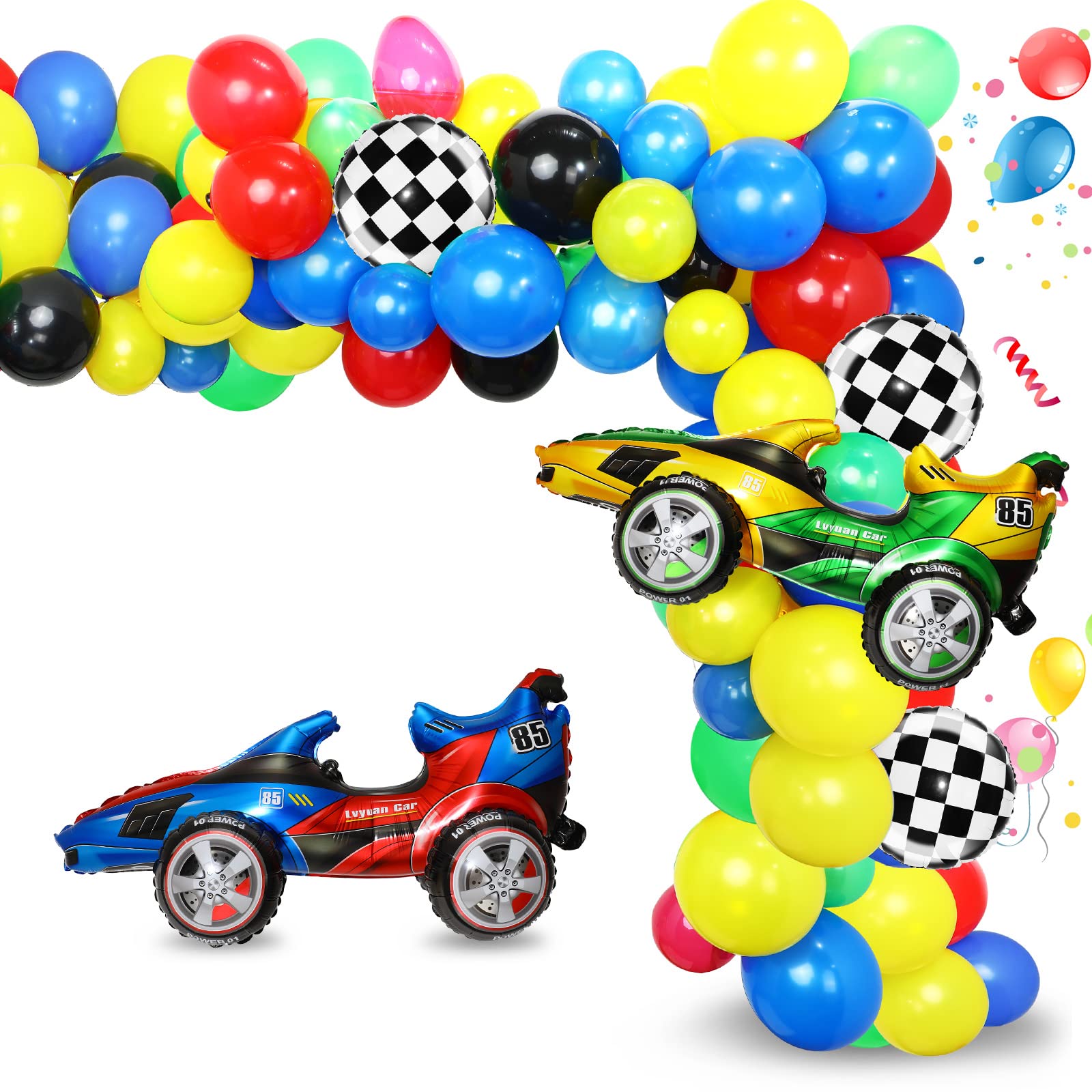 Buy 107 Pcs Racing Car Balloons Arch Garland Kit Decorations with Race ...
