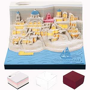 Amazon.com : EMANNON 3D Memo Pad - Santorini Castle Artsy Pads with LED ...
