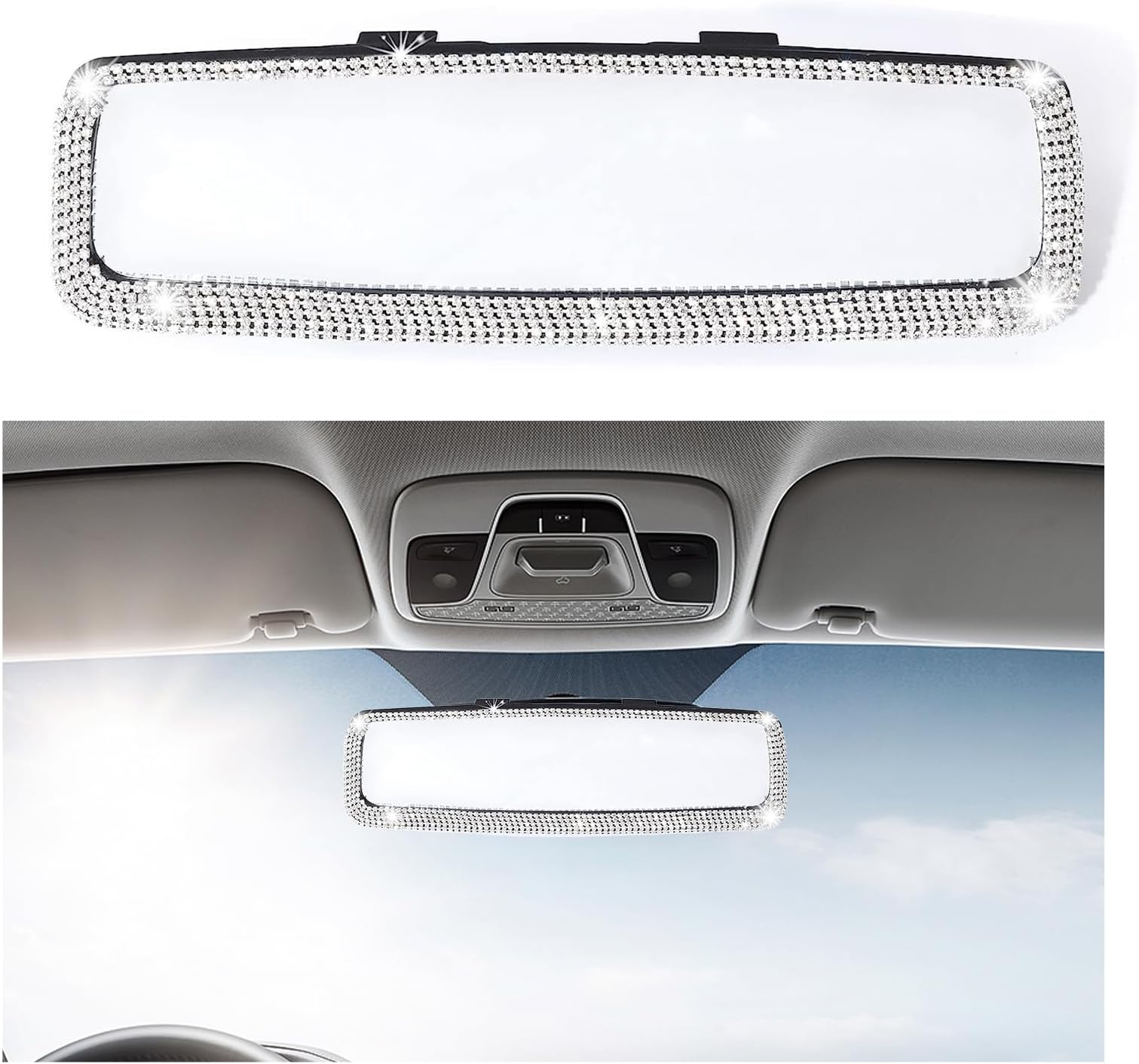 Amazon.com: QWLWBU Bling Rhinestone Rear View Mirror Cover, Crystal ...