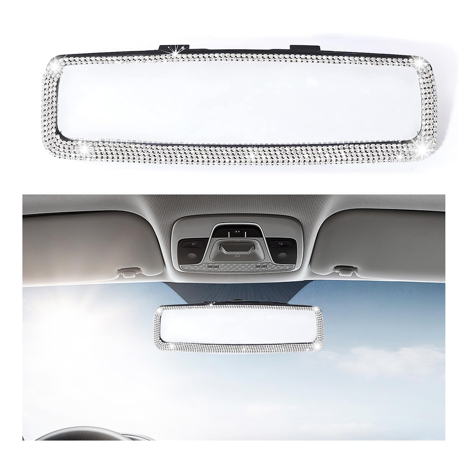 Amazon.com: Kewucn Car Bling Rear View Mirror, HD Glass Rear View ...