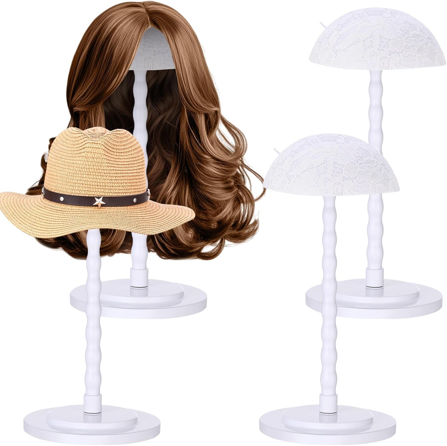 Amazon.com: Geelin 4 Pcs Wig Stand Plastic Wig Head Holder for Styling ...