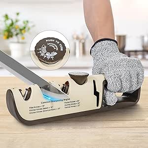 4 in 1 Manual Knife Sharpener with Scissors Sharpener, 6 Levels ...
