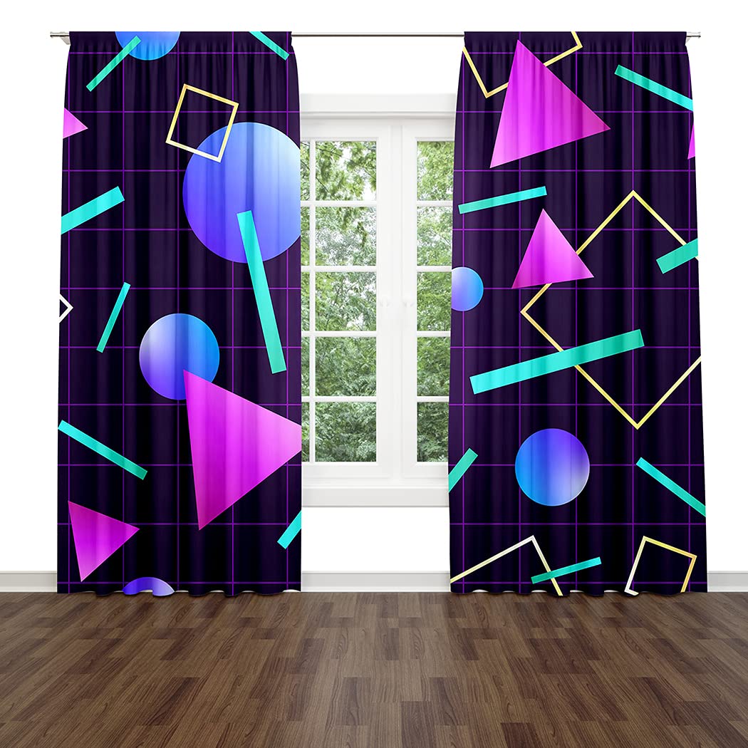 Amazon.com: Geometric Window Drapes Curtain Vaporwave 80'S Style Retro ...