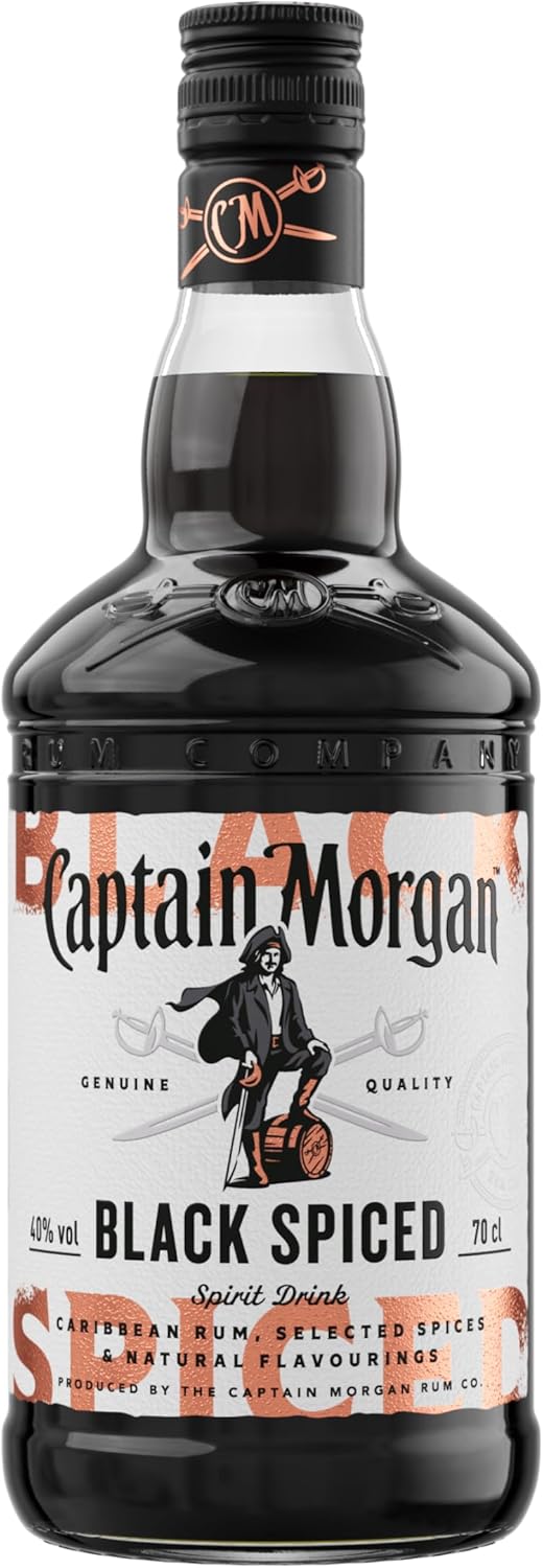 Captain Morgan Black Spiced Spirit Drink with Caribbean rum, smooth and ...