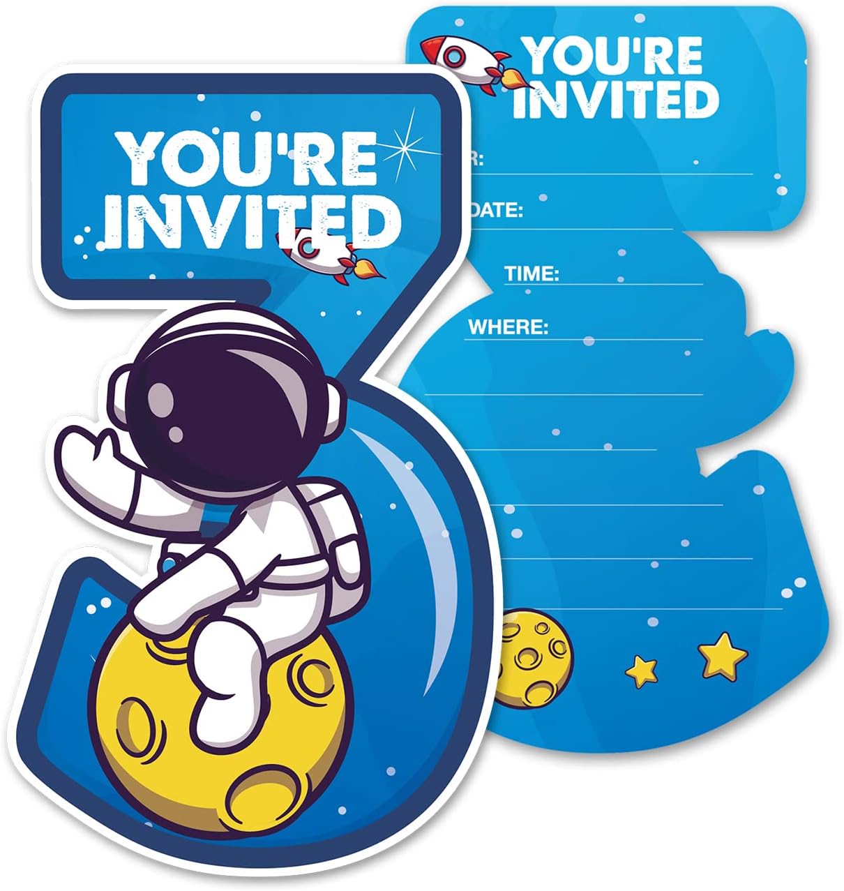 Amazon.com : Opomzk Cute Outer Outer Space 6th Party Invitations with ...