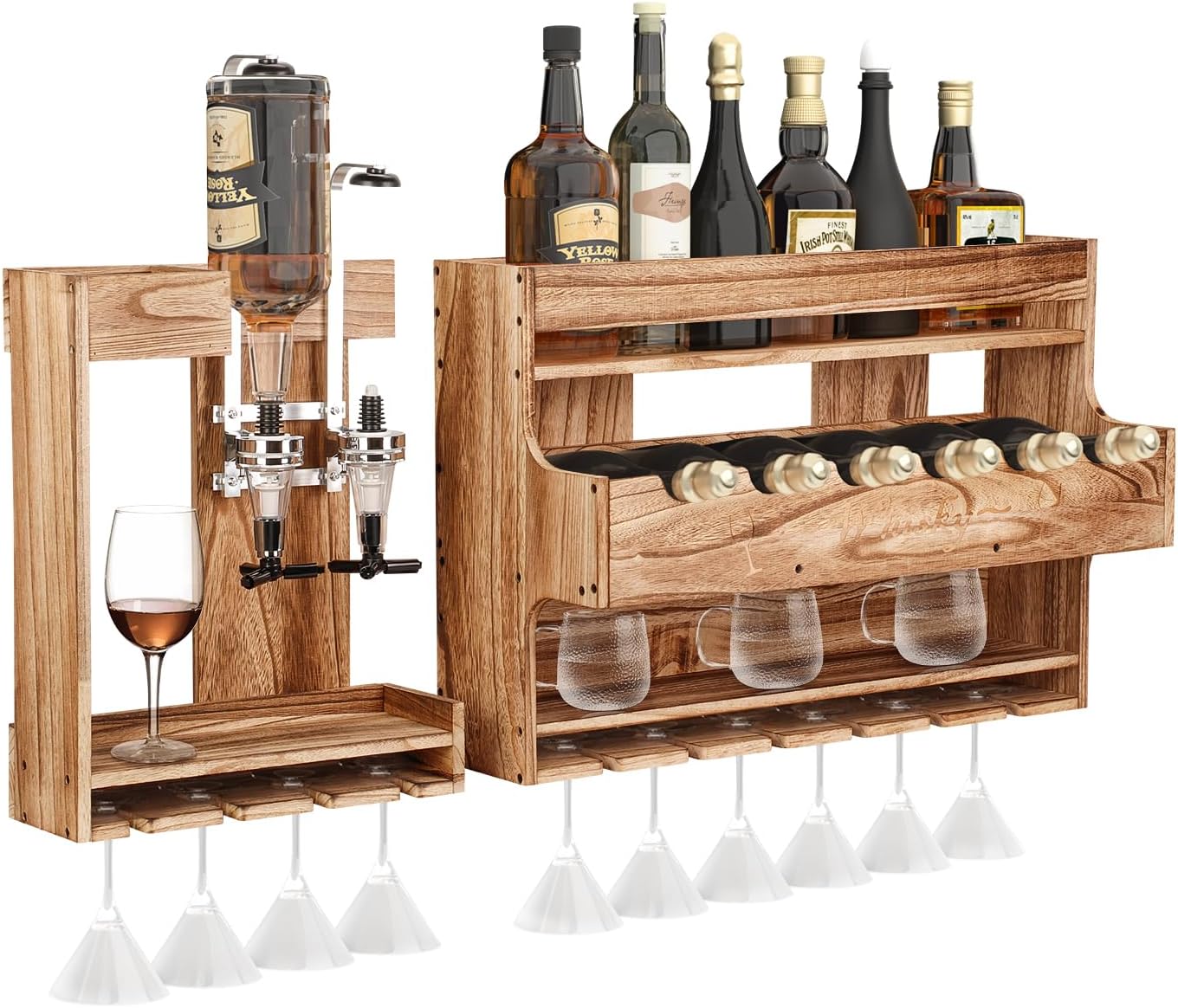 Amazon.com: tonchean Wall Mounted Wine Rack with Bottle Dispensers ...