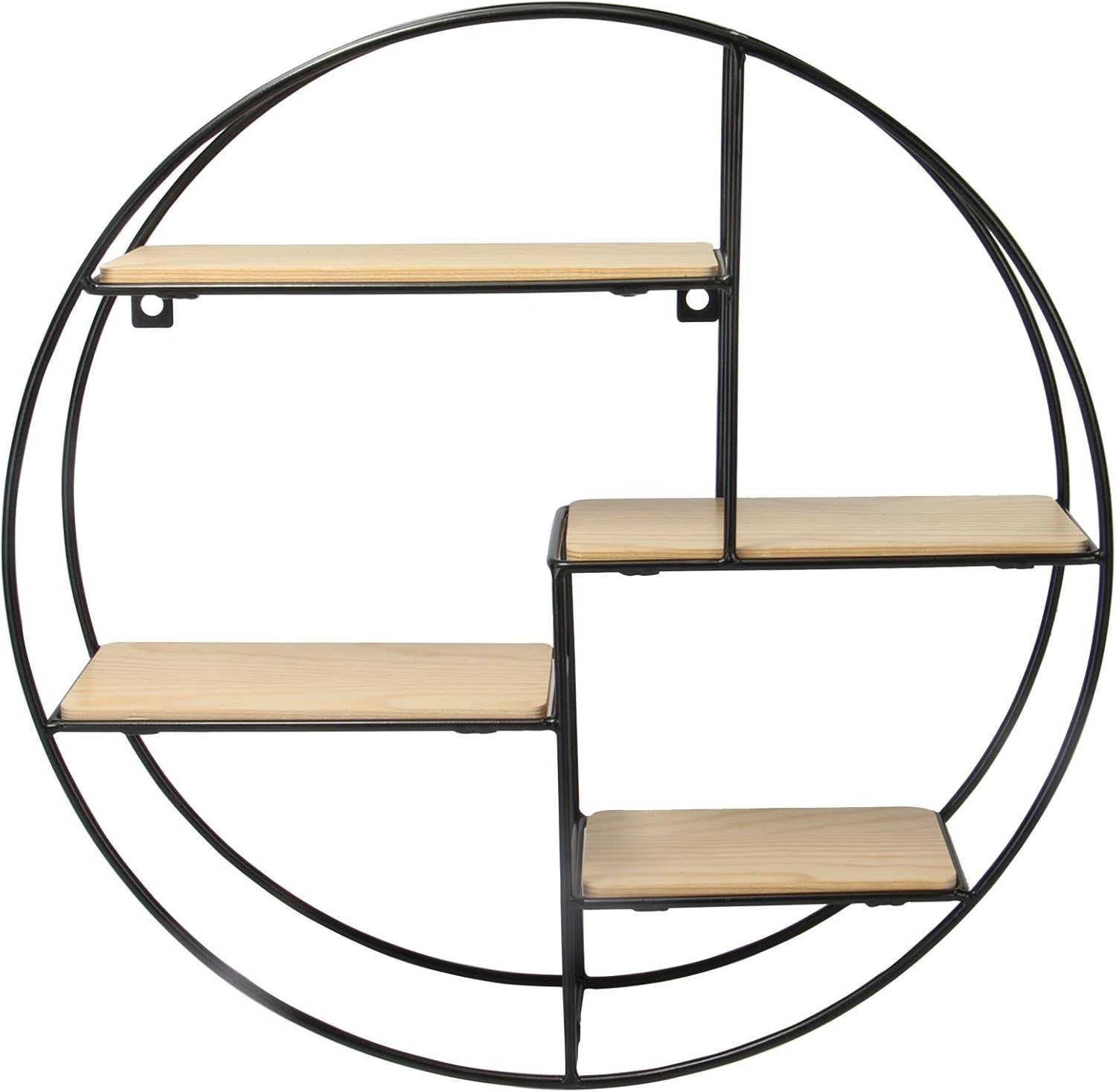 Floating Circle Shelves 4 Tiers | Metal & Wood Decorative Round Wall ...