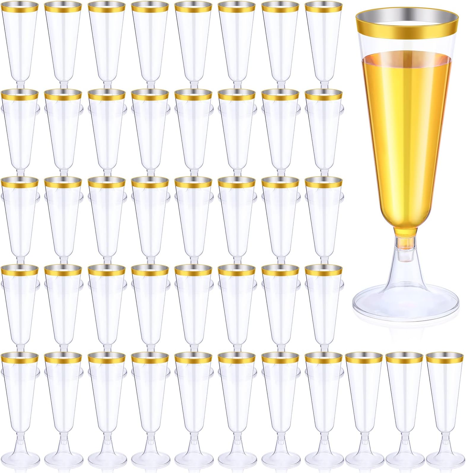 Amazon.com: Zcaukya 100 Plastic Champagne Flutes, 4.5oz Clear ...