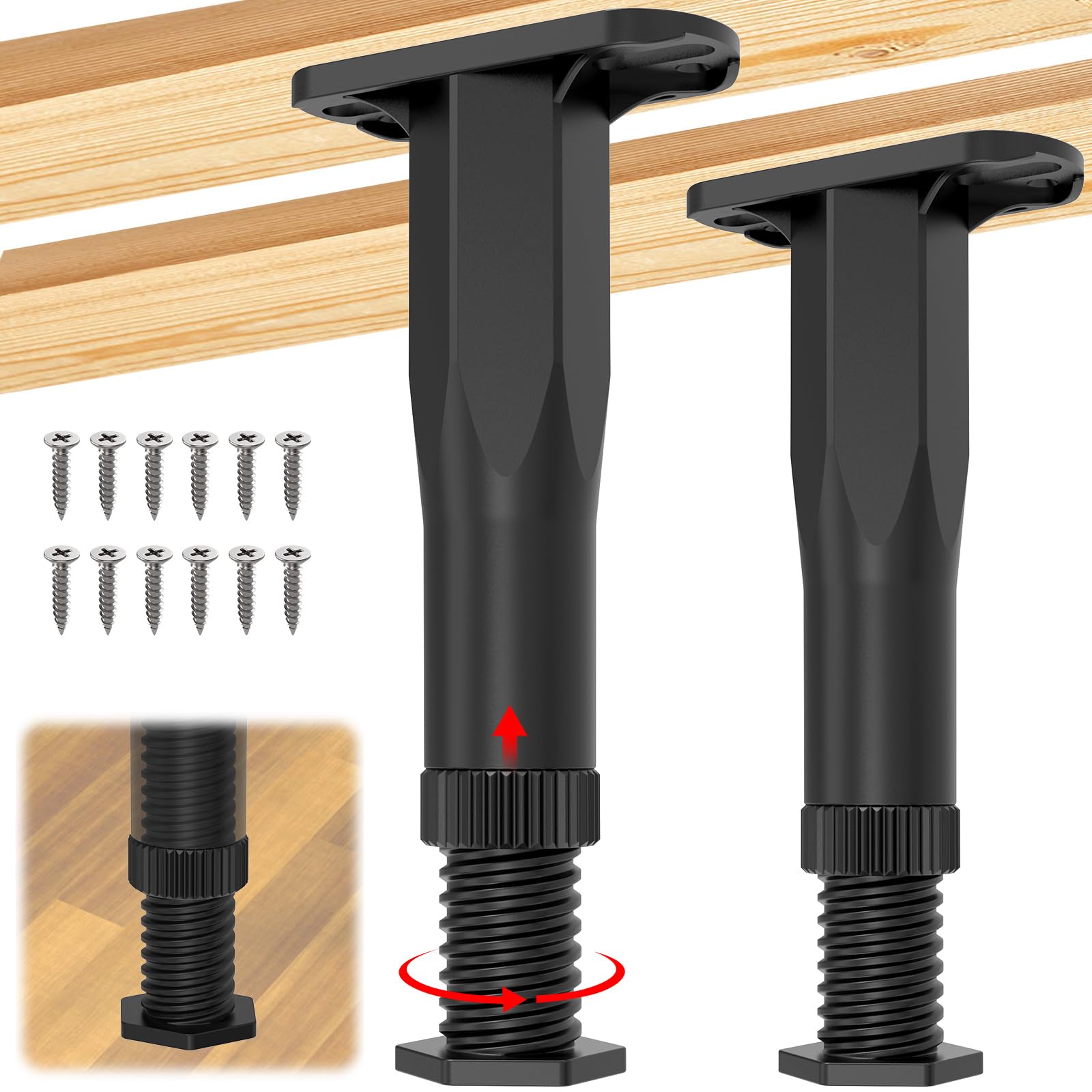 Snapklik.com : 4PCS Adjustable Bed Frame Support Legs