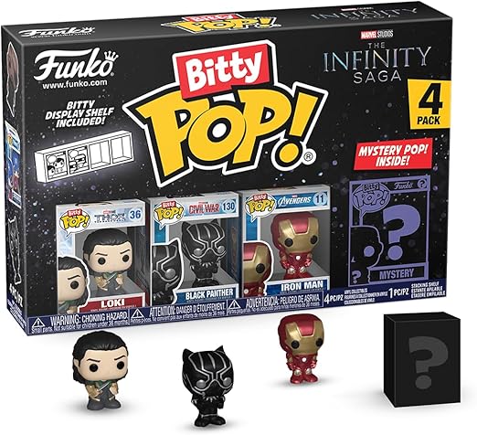 Funko Bitty Pop! Marvel Mini Collectible Toys 4-Pack - Loki, Black ...