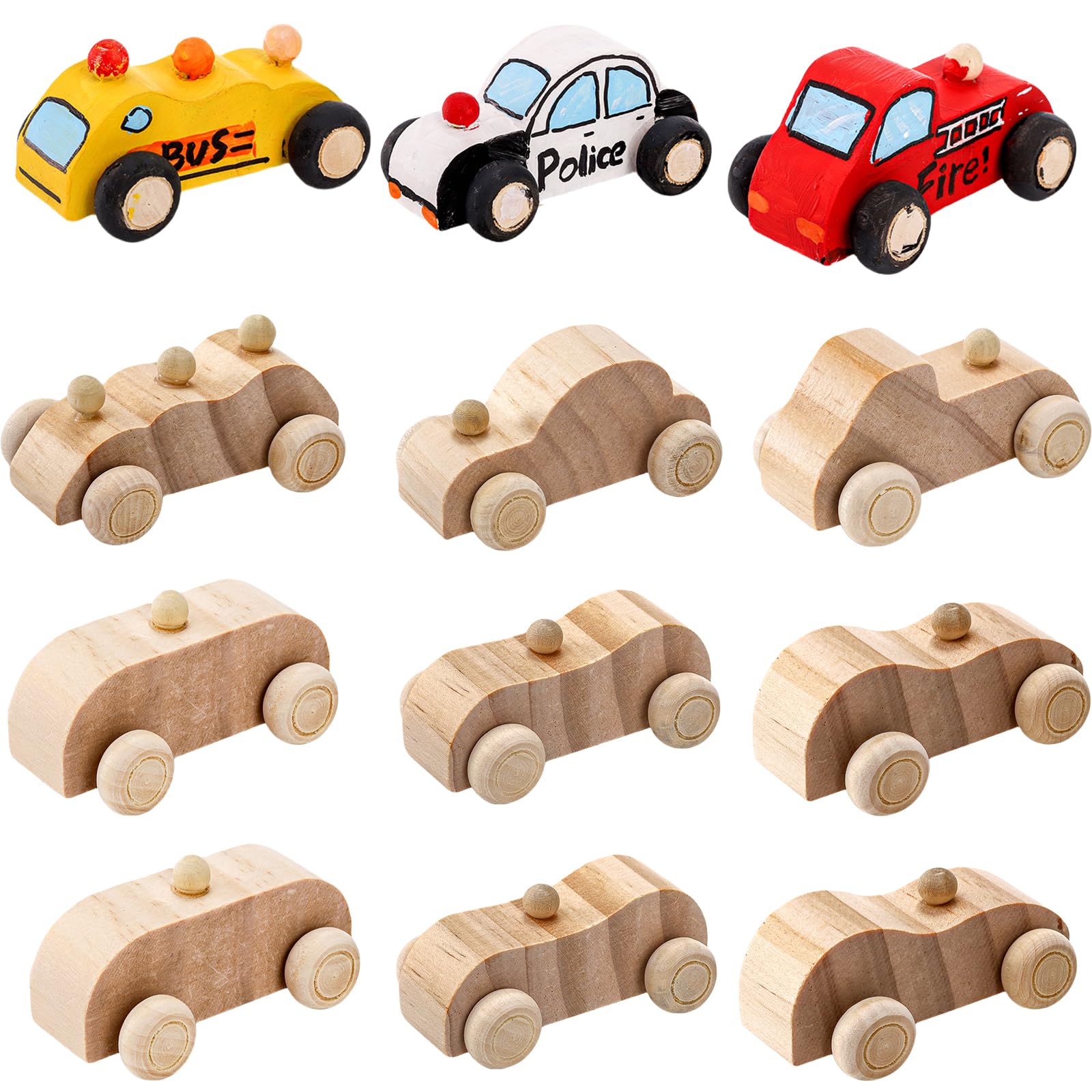 Snapklik.com : ZENFUN 12 Packs Wooden DIY Cars, Wooden Car Crafts