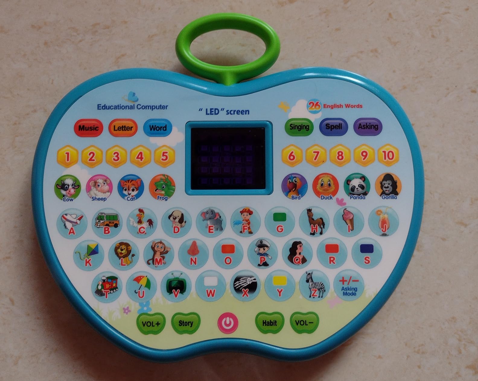 VGRASSP Apple Shape Educational Mini Computer Laptop Toy for Kids LED ...