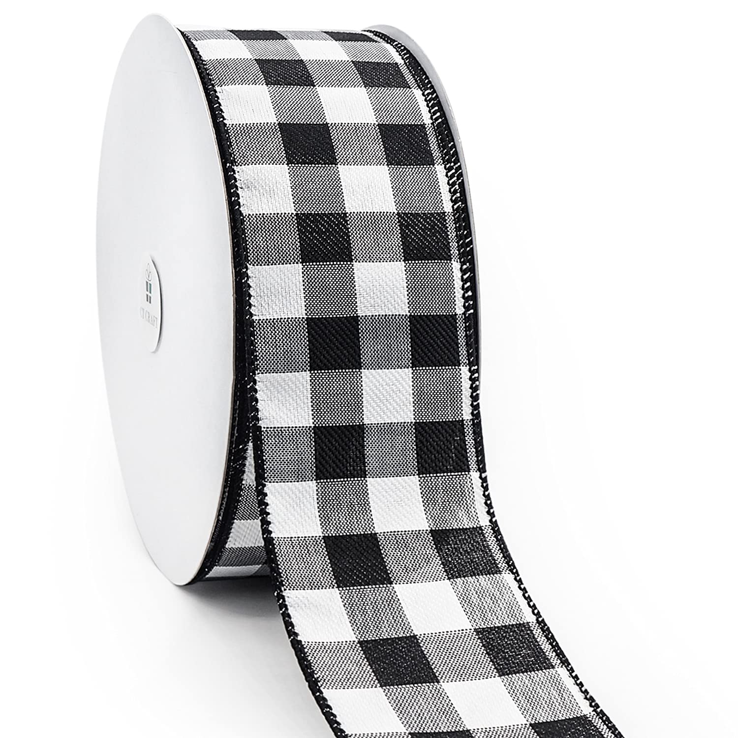 CT CRAFT LLC Plaid Cambridge Gingham Buffalo Wired Ribbon, 2.5" x 50 ...