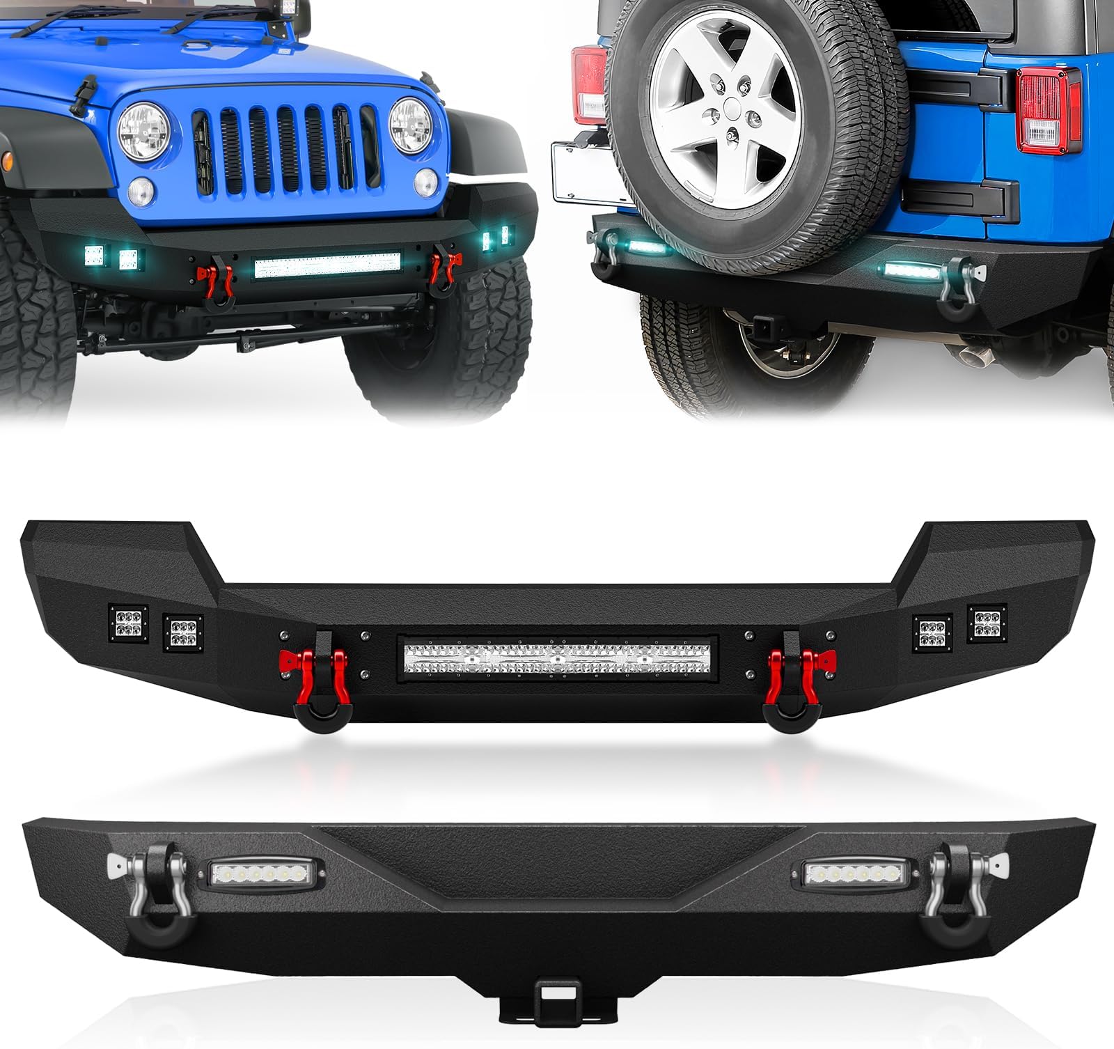 Amazon.com: EYOUHZ Full Width Front Bumper & Rear Bumper Compatible ...