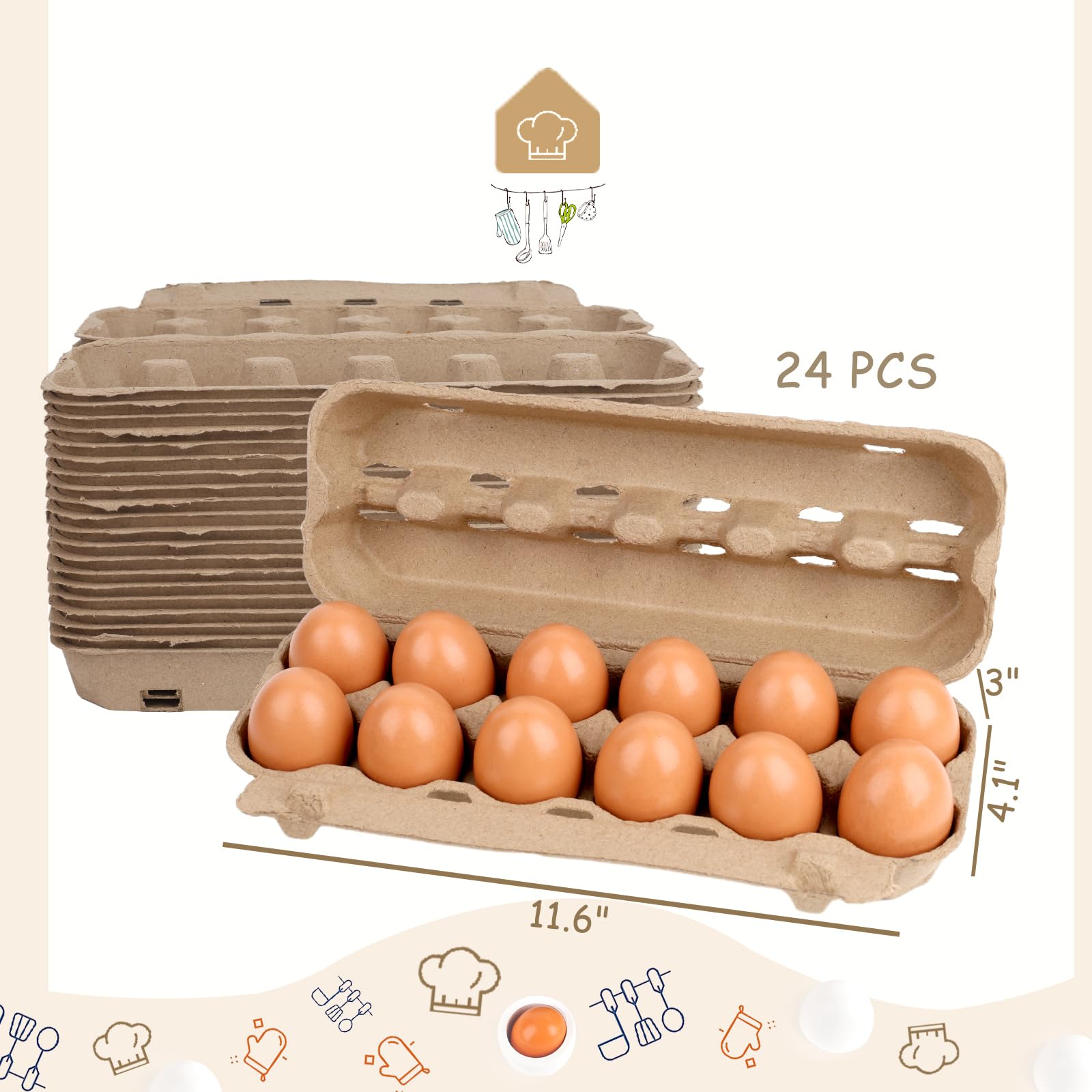 Snapklik.com : 24PCS Paper Egg Cartons, Pulp Egg Holder Cardboard Dozen ...