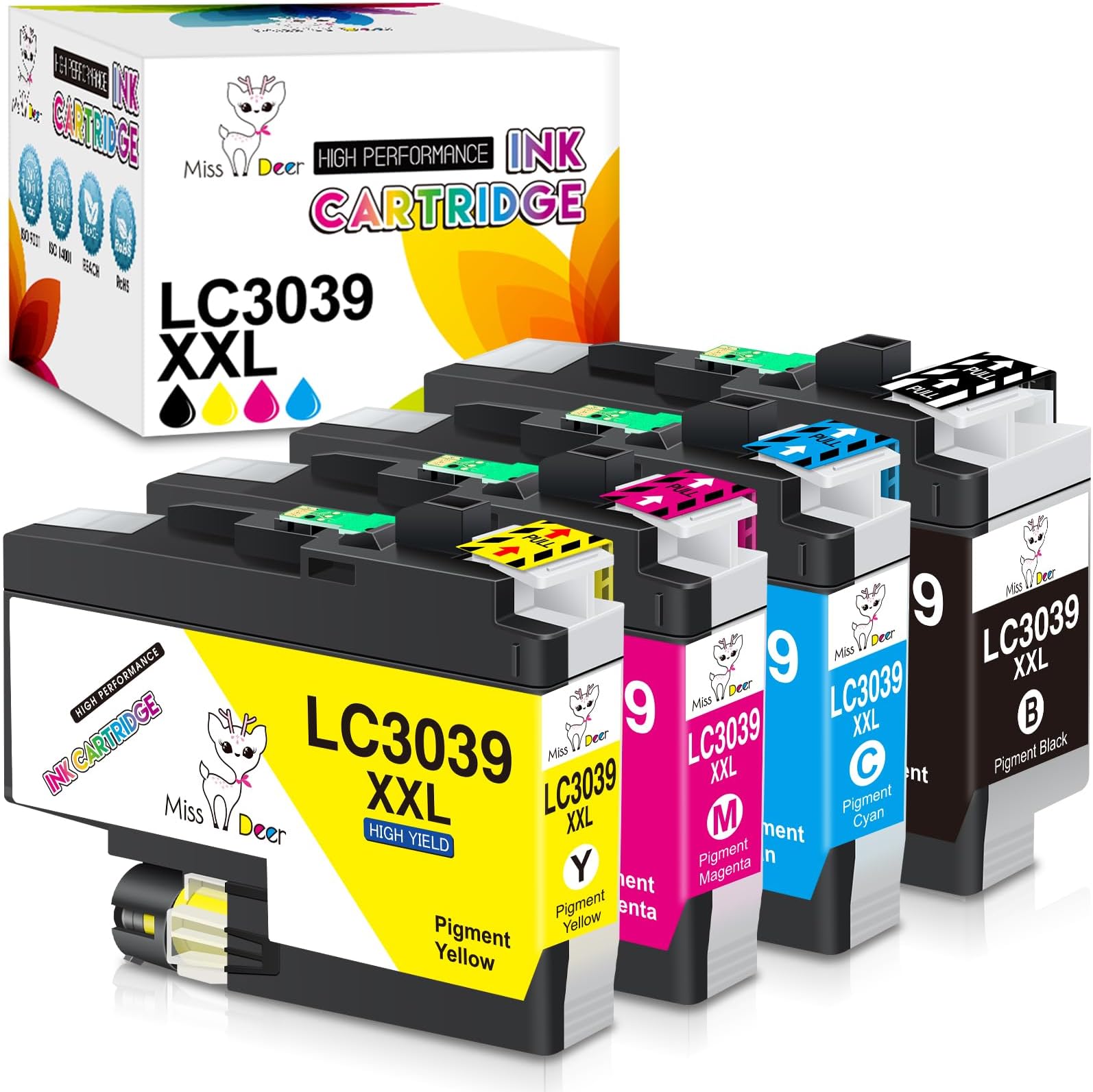 Amazon.com: Miss Deer Compatible LC3039 BK/C/M/Y Ink Cartridges ...