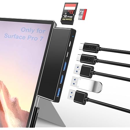 Amazon.com: Surface Pro 7 USB C Hub, 6-in-2 Aluminum Surface Pro 2019 ...
