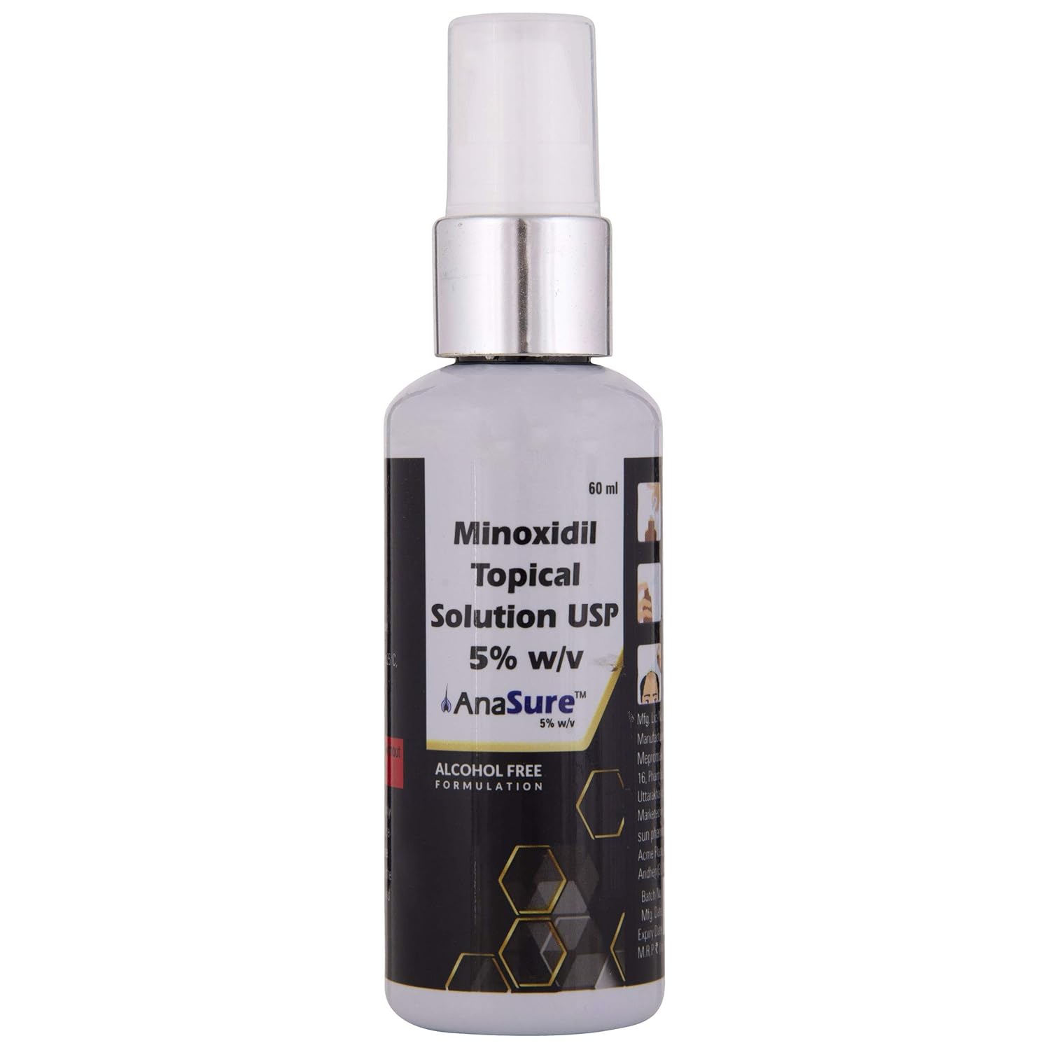 Anasure 5% w/v - Bottle of 60ml Solution with Minoxidil : Amazon.in ...