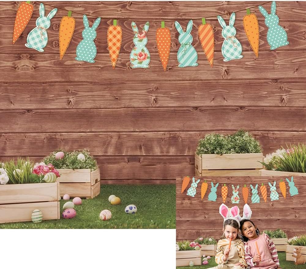 Amazon.com : Happy Easter Backdrop 10x8ft for Photo Bunny Spring Rustic ...