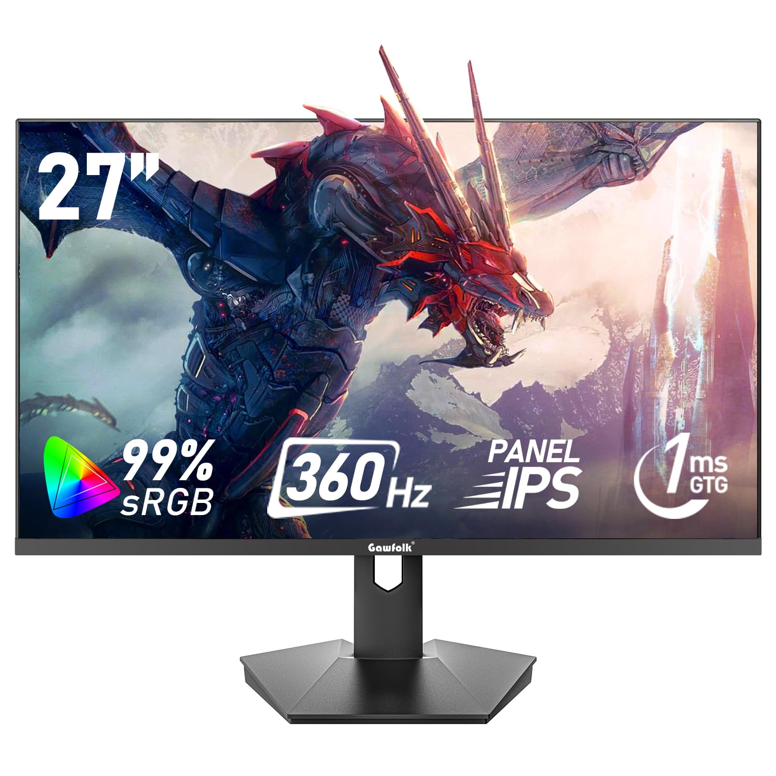 Gawfolk 27-inch IPS PC Screen, 360Hz Gaming Monitor, 1ms, FreeSync99 ...