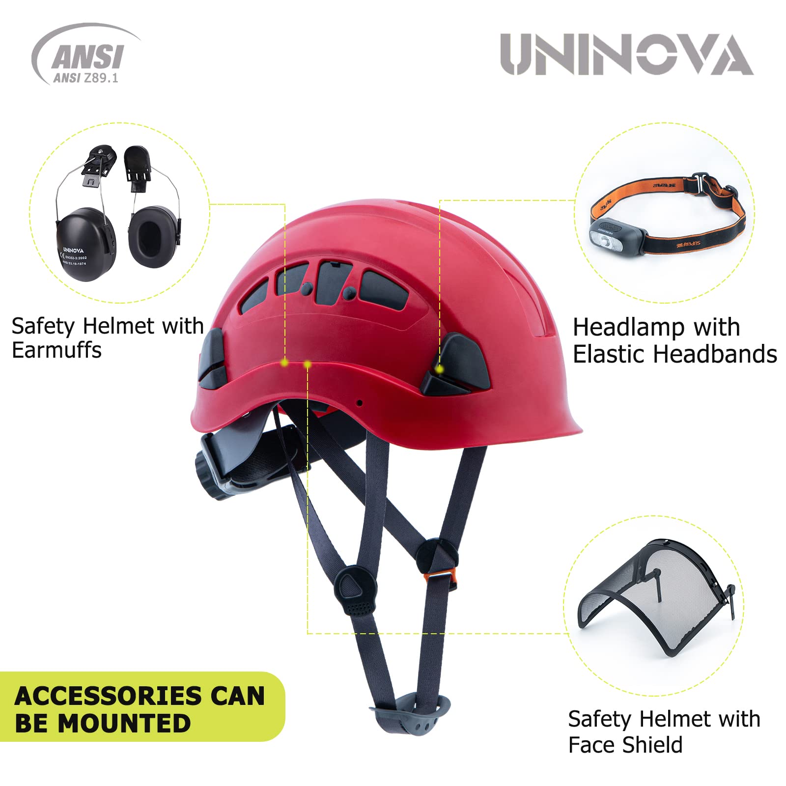 Snapklik.com : UNINOVA Safety Hard Hat - ANSI Z891 Approved Helmet ...