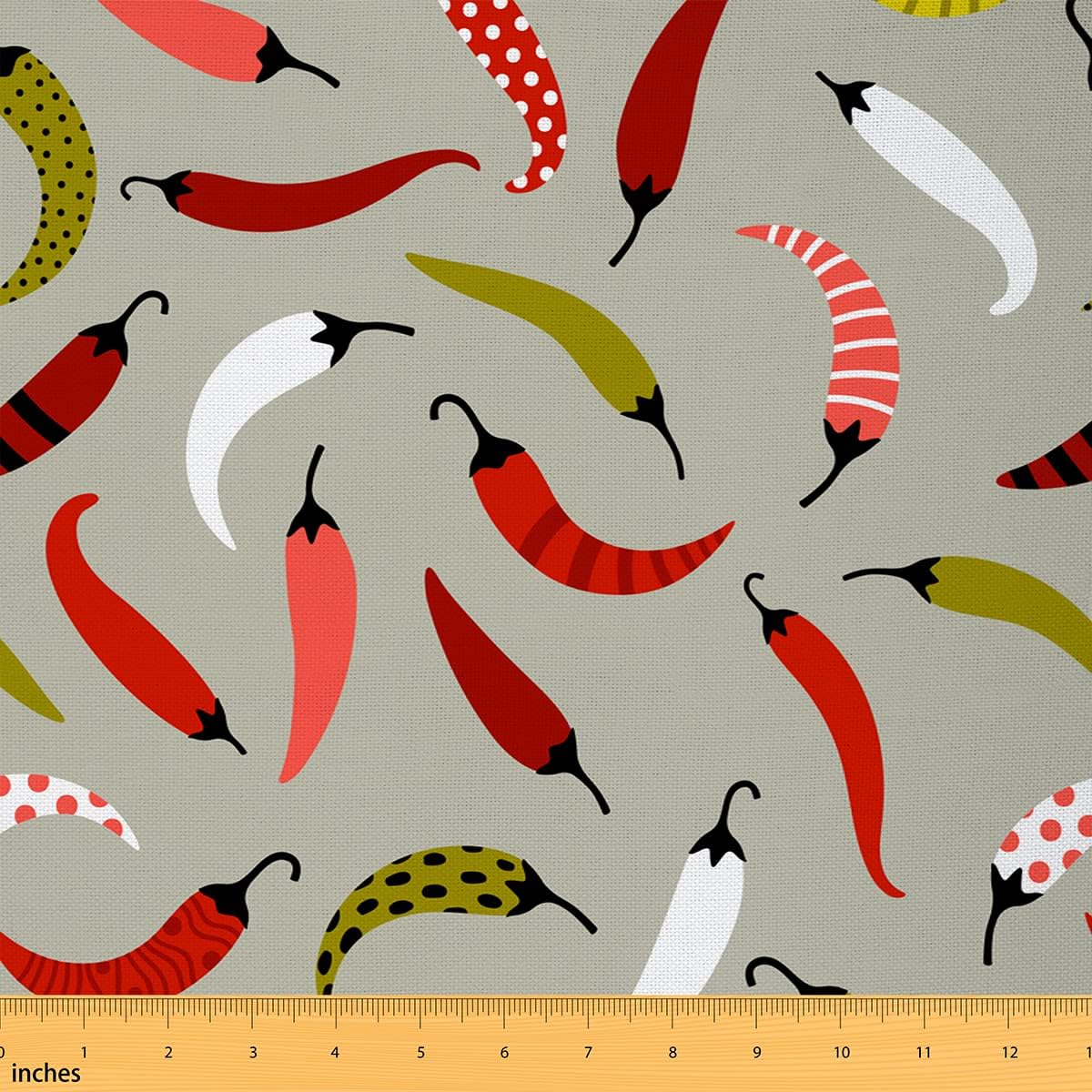 Amazon.com: Chili Print Waterproof Fabric by The Yard Hot Pepper Rustic ...