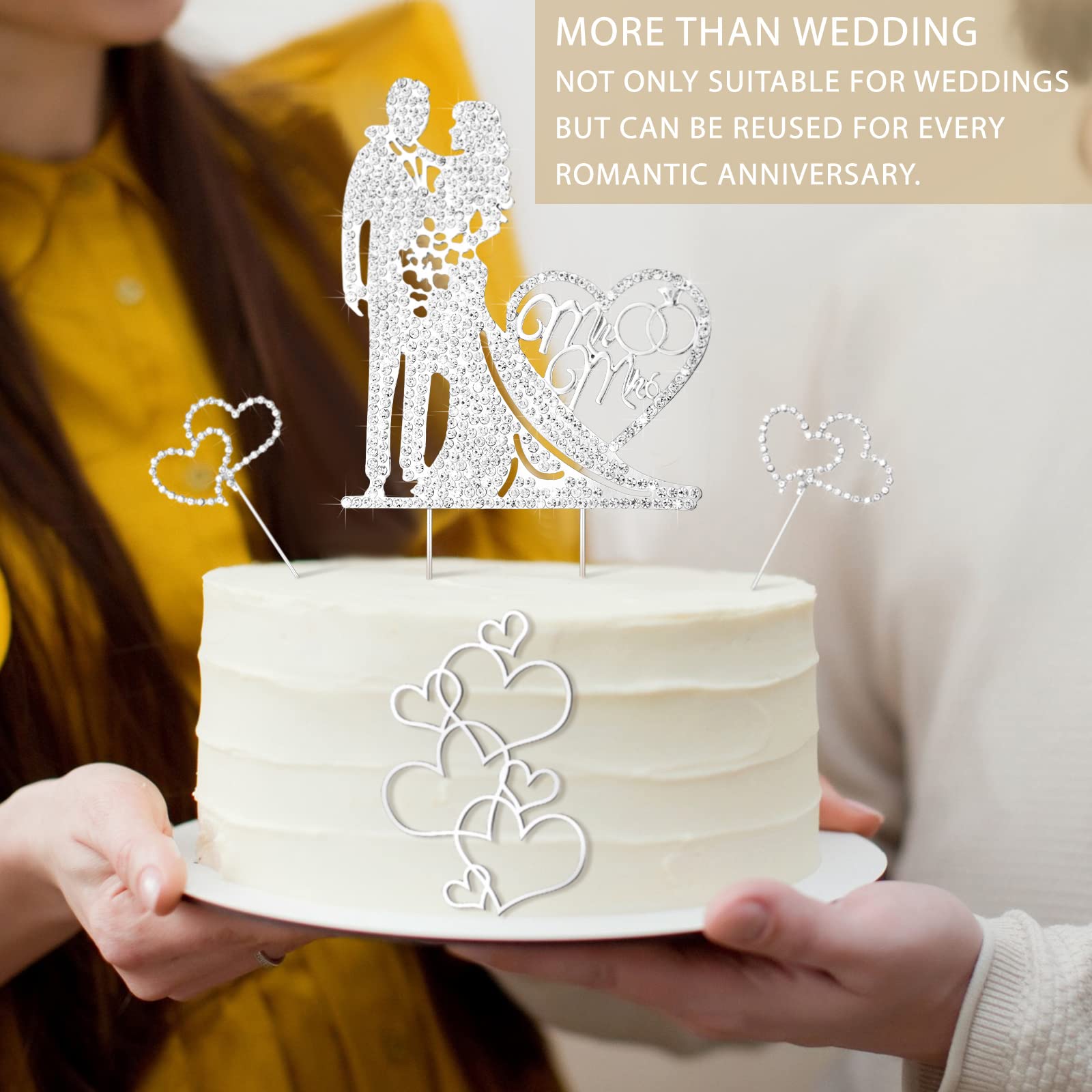 Glass Heart Wedding Cake Toppers Amazon.com: Spiareal 4 Pcs Wedding