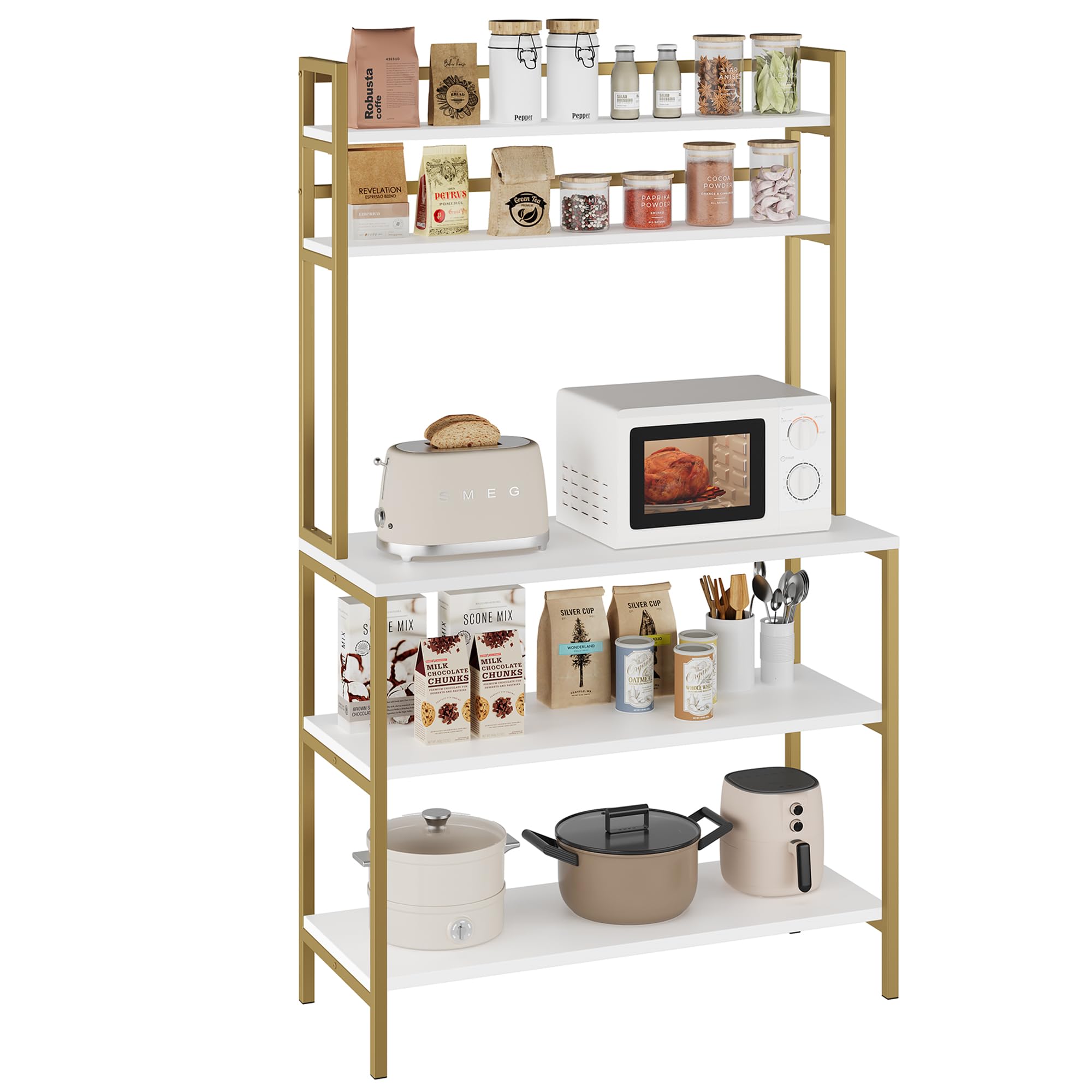 Amazon.com: Bakers Rack with Storage, 5-Tier Free Standing Kitchen ...