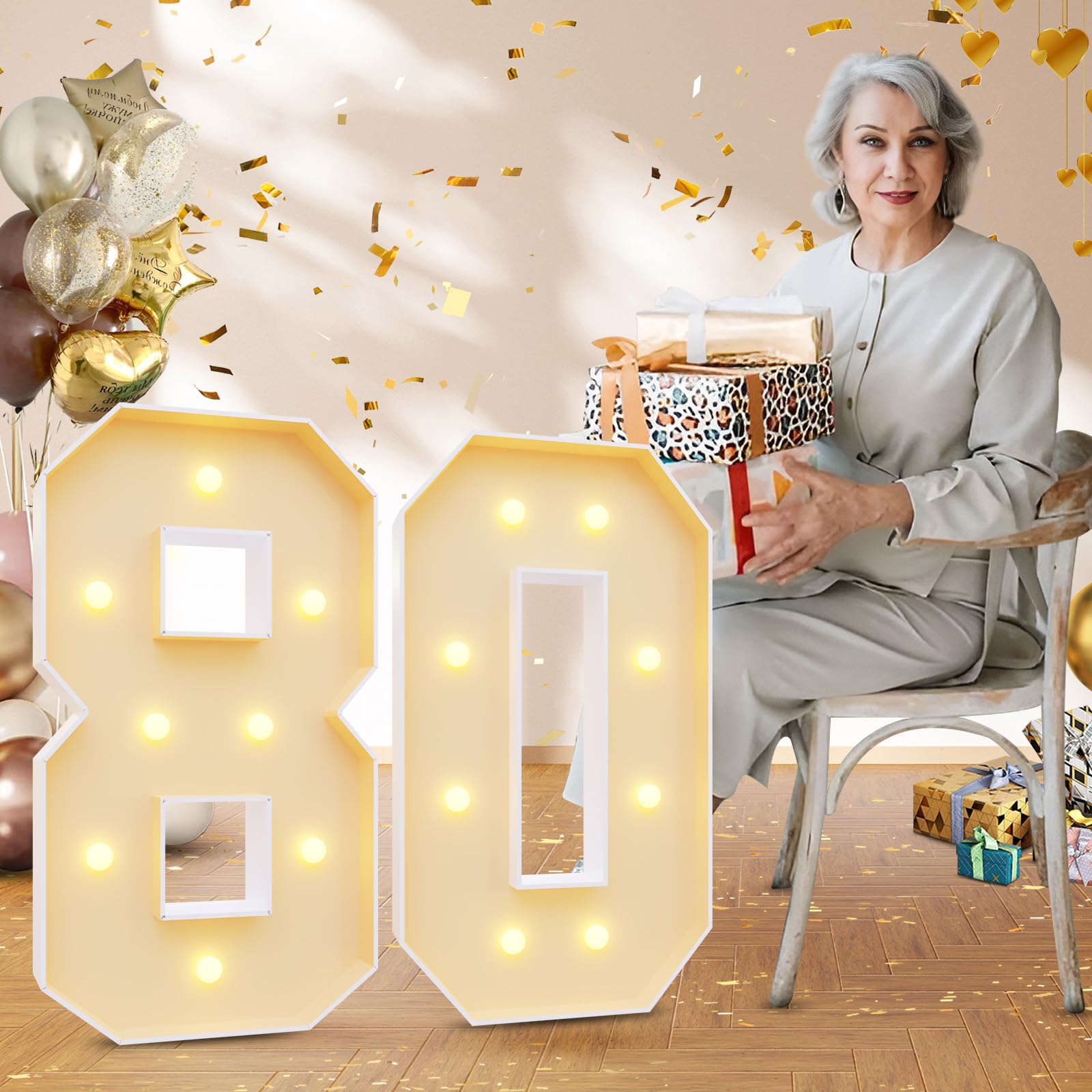 Snapklik.com : Imprsv 3FT 80th Birthday Decorations Numbers: 80th ...