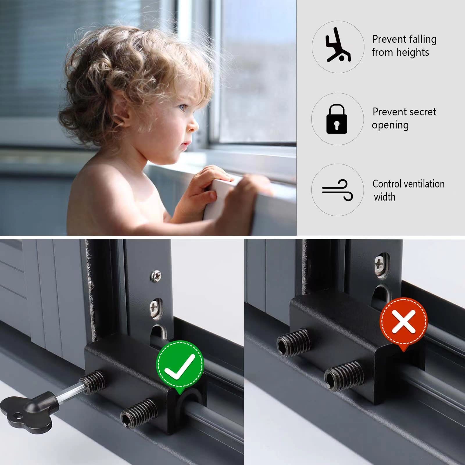 Snapklik.com : Window Locks,4 Sets Sliding Window Locks