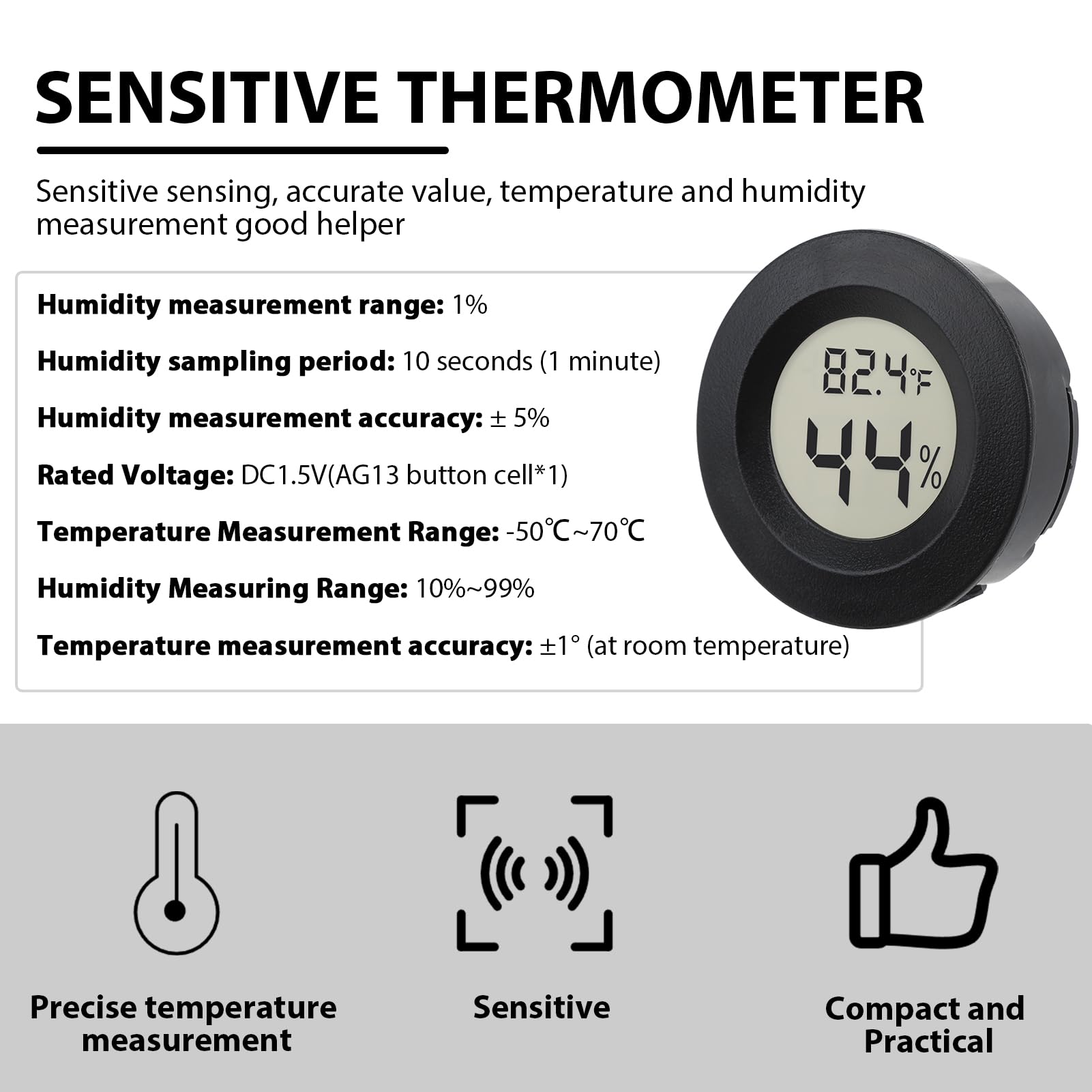 2 Pack Reptile Thermometer Digital Hygrometer, Compact Gauge for ...