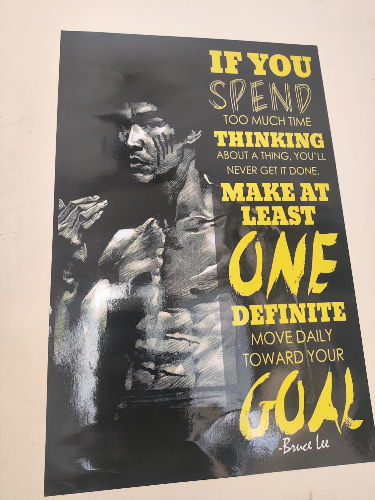 Bruce Lee Motivational Quote Poster For Home Room Wall Decor Easy Peel ...