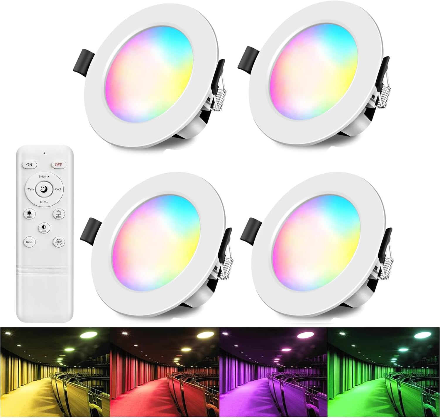 GEYUEYA Home LED Recessed Downlights 5W RGBWC Colour Changing Spot ...