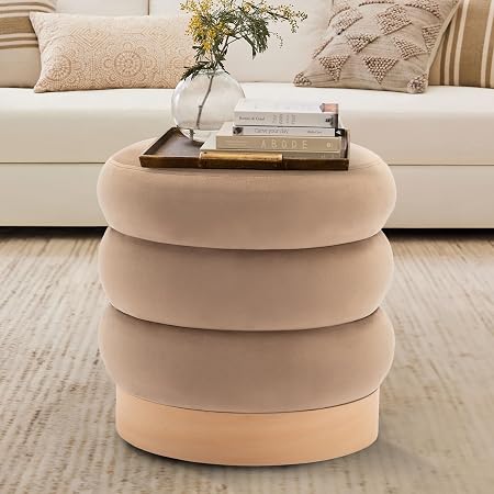 Amazon.com: COLAMY Velvet Ottoman Footstool, Tufted Modern Foot Rest ...