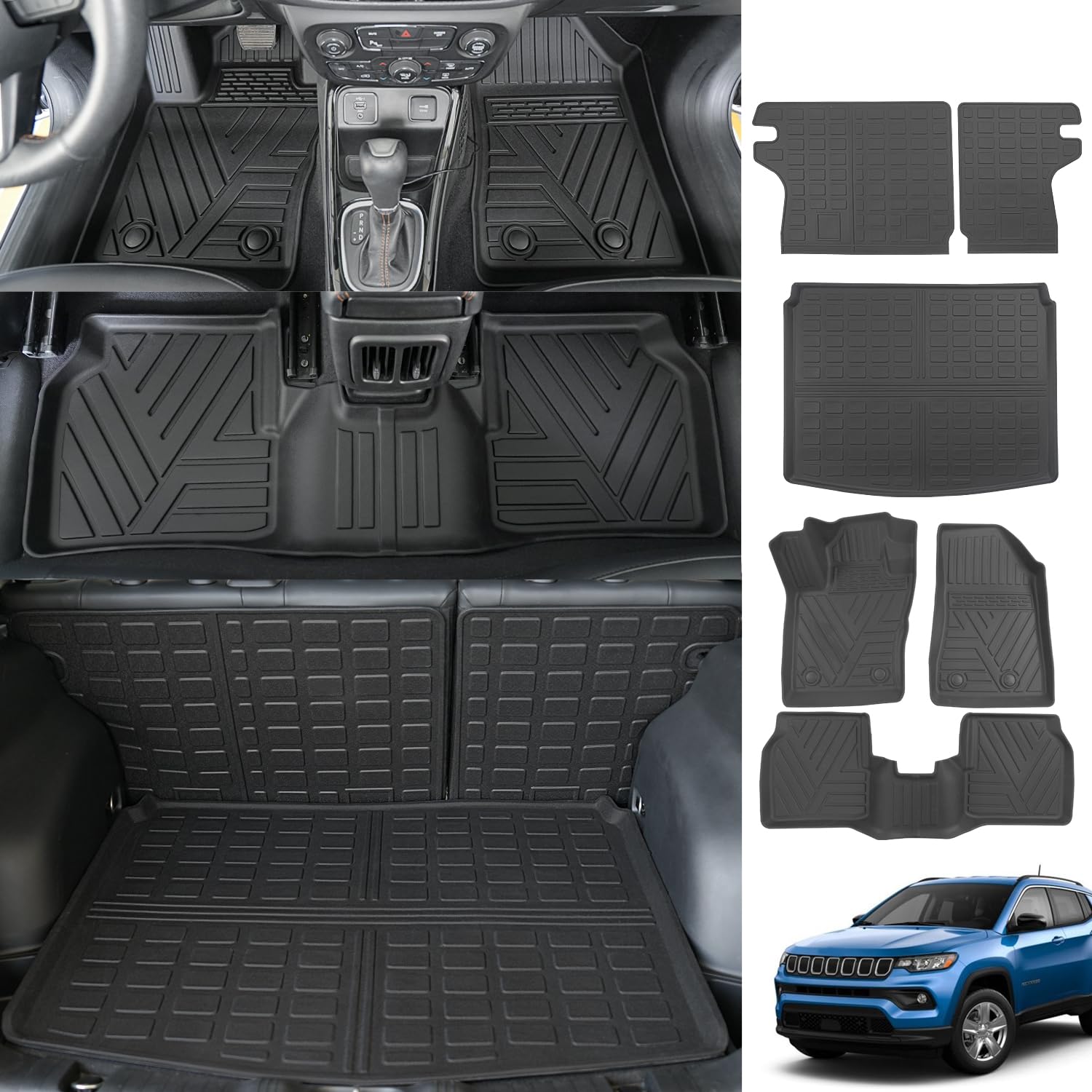 powoq Floor Mat Compatible with 2017-2023 Jeep Compass Trunk Mat ...