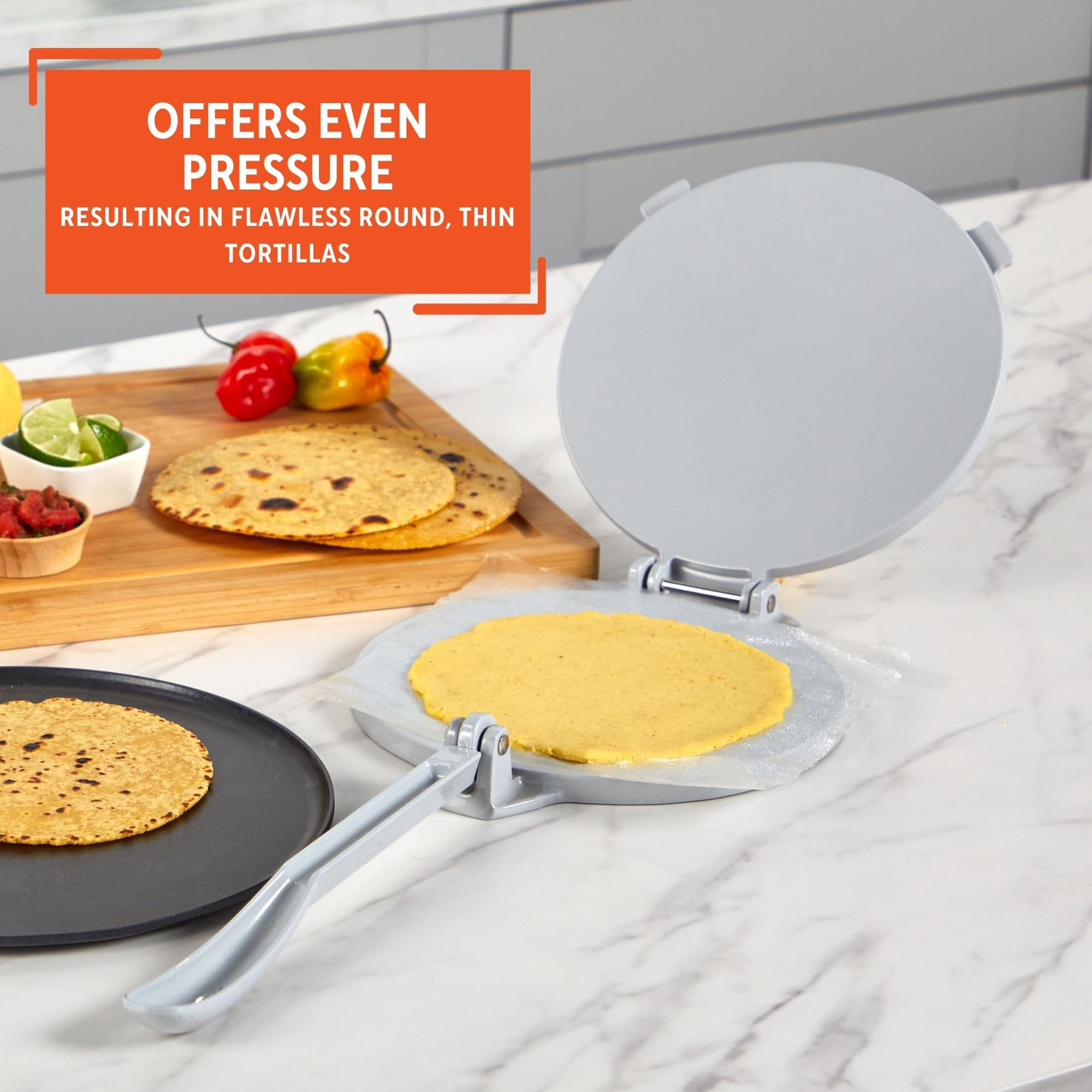 Snapklik.com : 4pc PDQ Comal & Tortilla Press Set/Tortilla Making Kit
