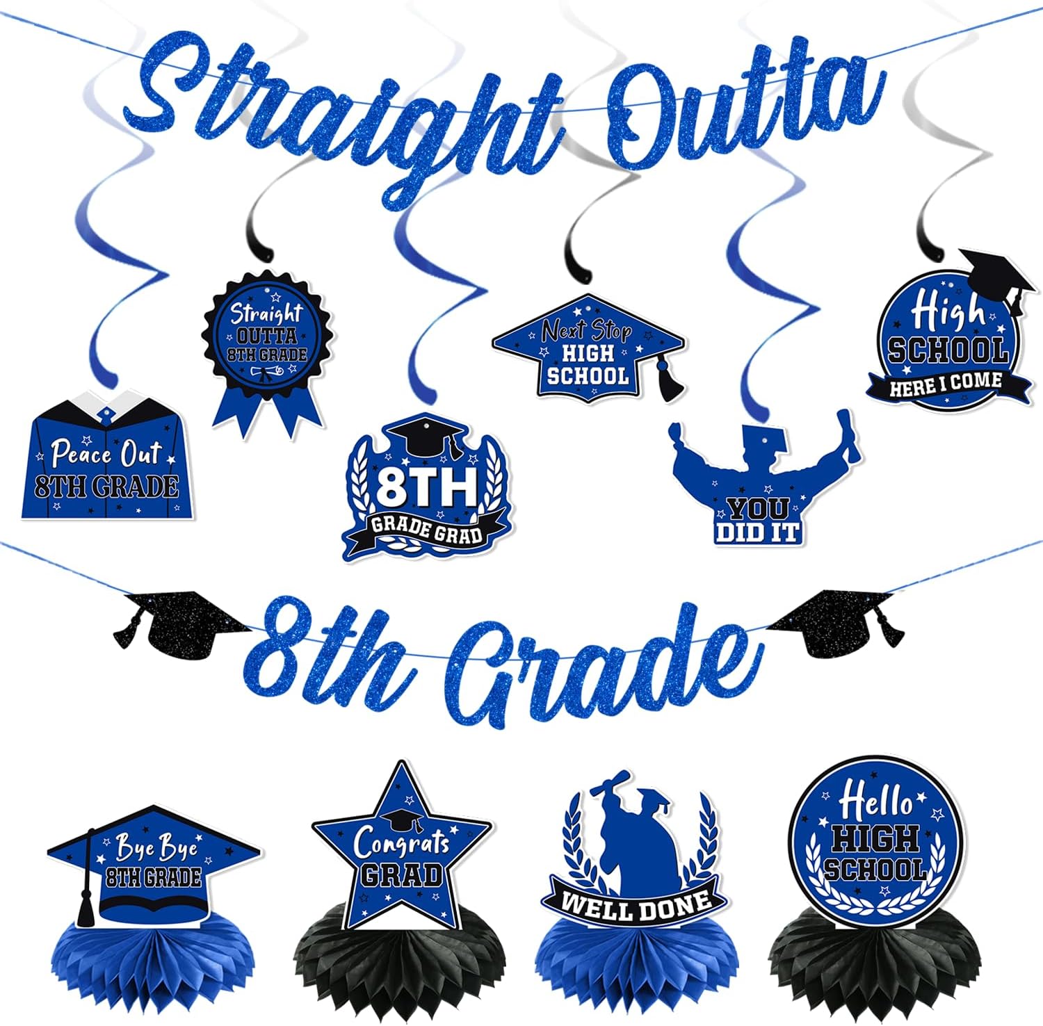 Amazon.com: Glittery Straight Outta 8th Grade Banner 8th Grade ...