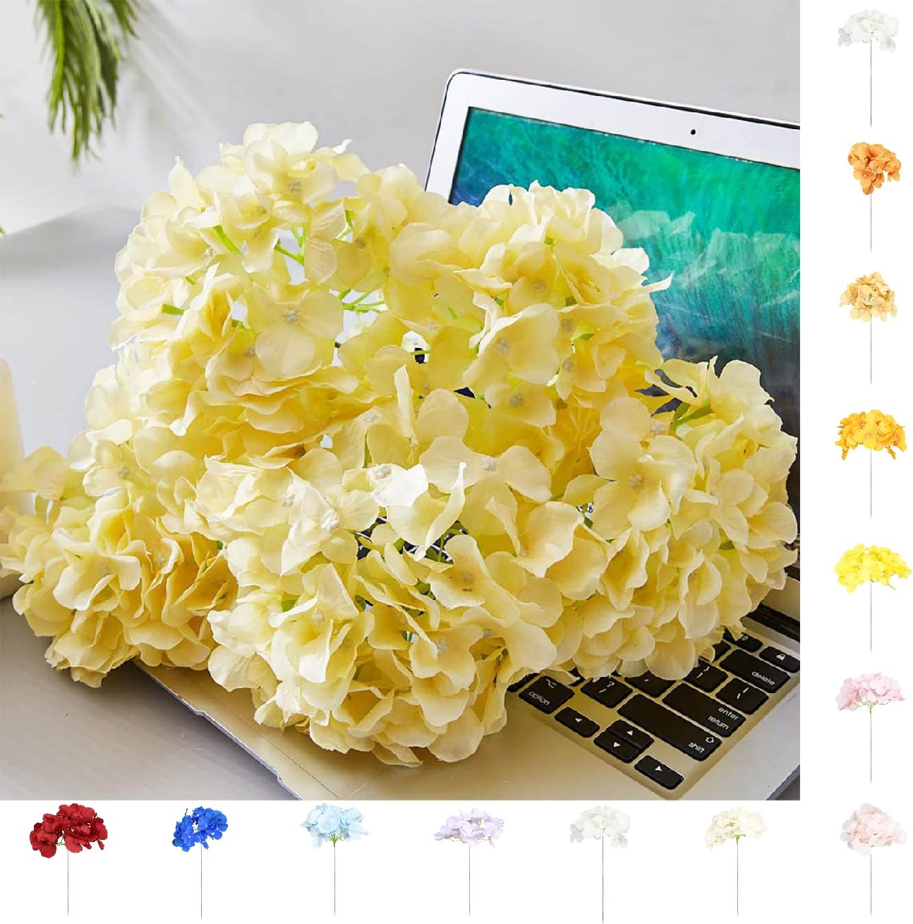Amazon.com: Hydrangea Artificial Flowers, Fake Flowers Silk Hydrangeas ...