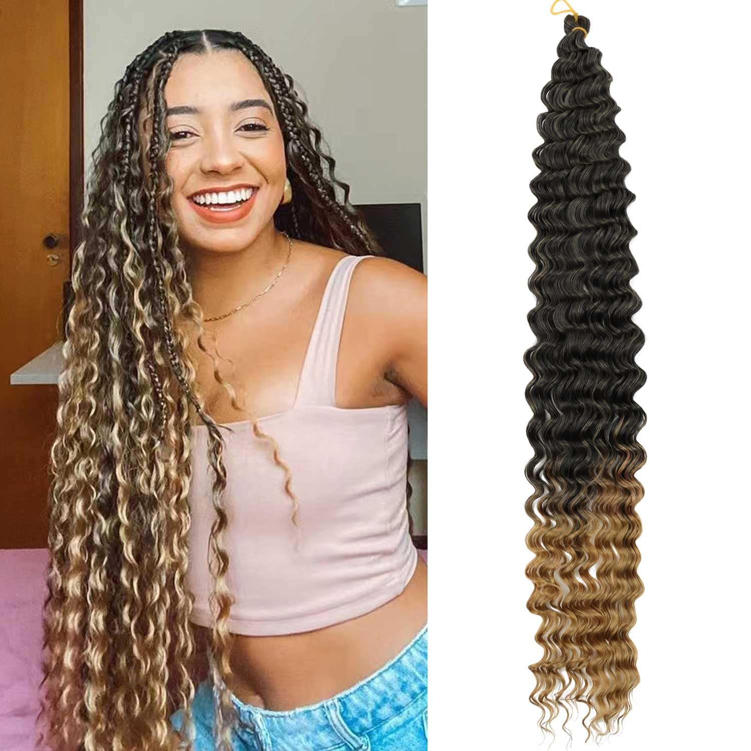 Amazon.com : 30 Inch Deep Wave Braiding Hair 8 Packs Ocean Wave Crochet ...