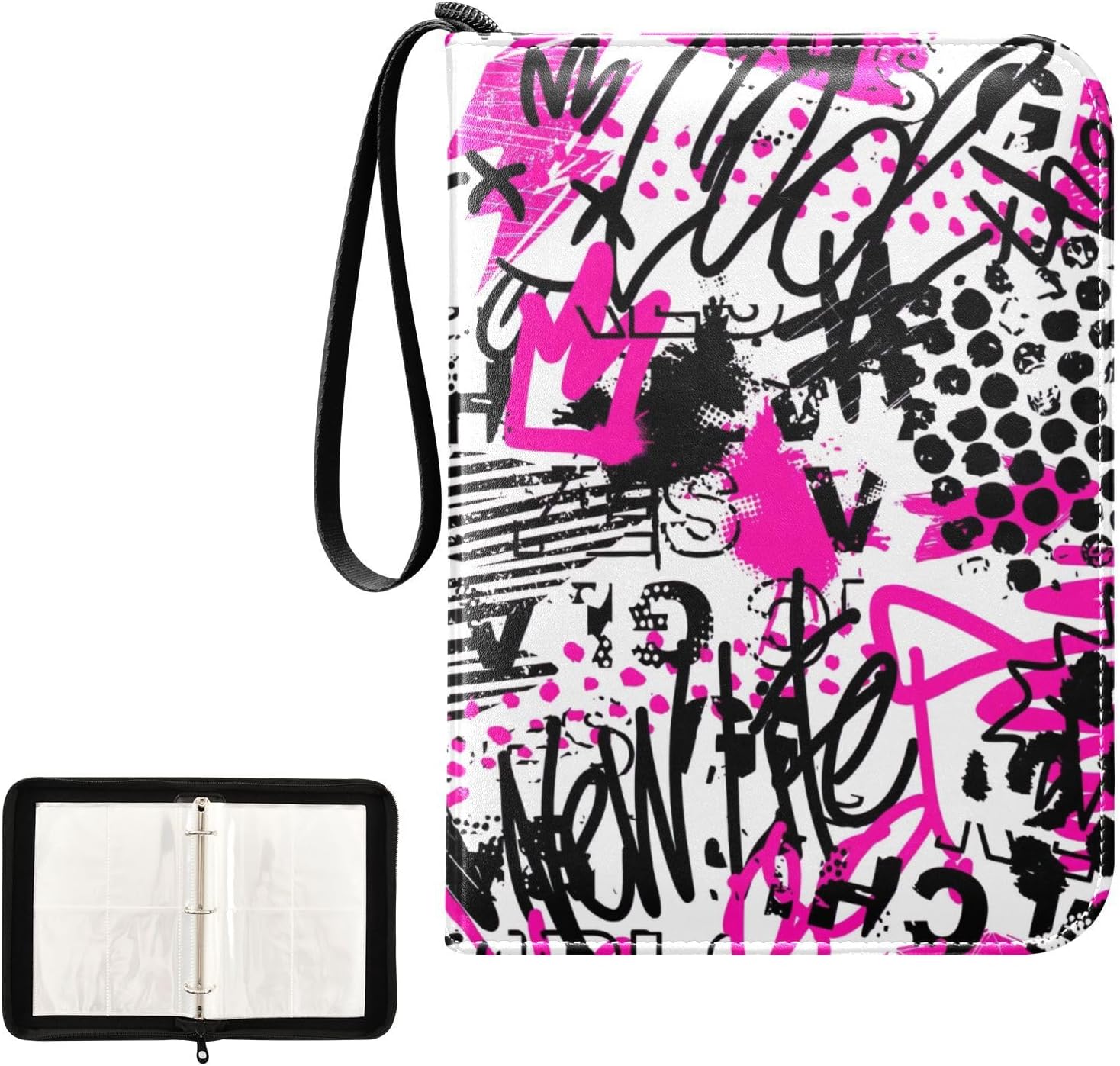 Amazon.com: Urban Graffiti Black Pink Small Trading Card Binder ...