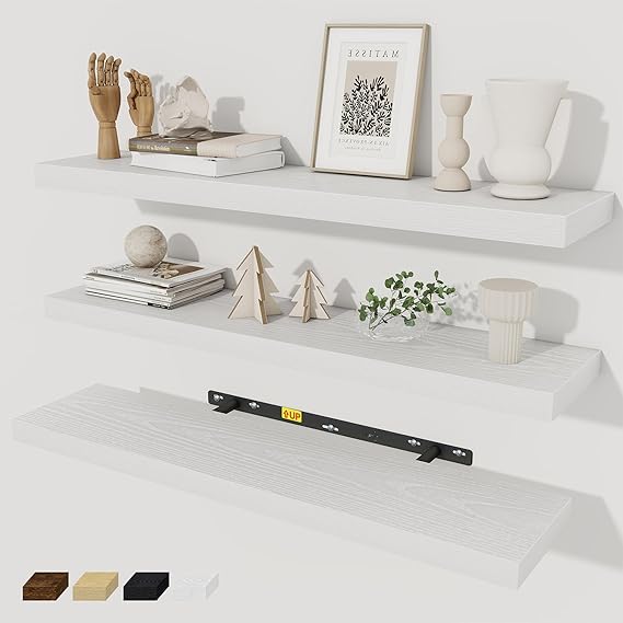 Amazon.com: Fun Memories 30 Inch Floating Shelves Set of 3, Farmhouse ...